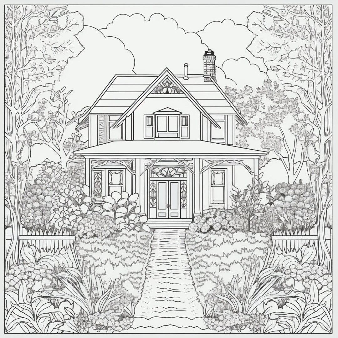 Farm House Coloring Page - Etsy