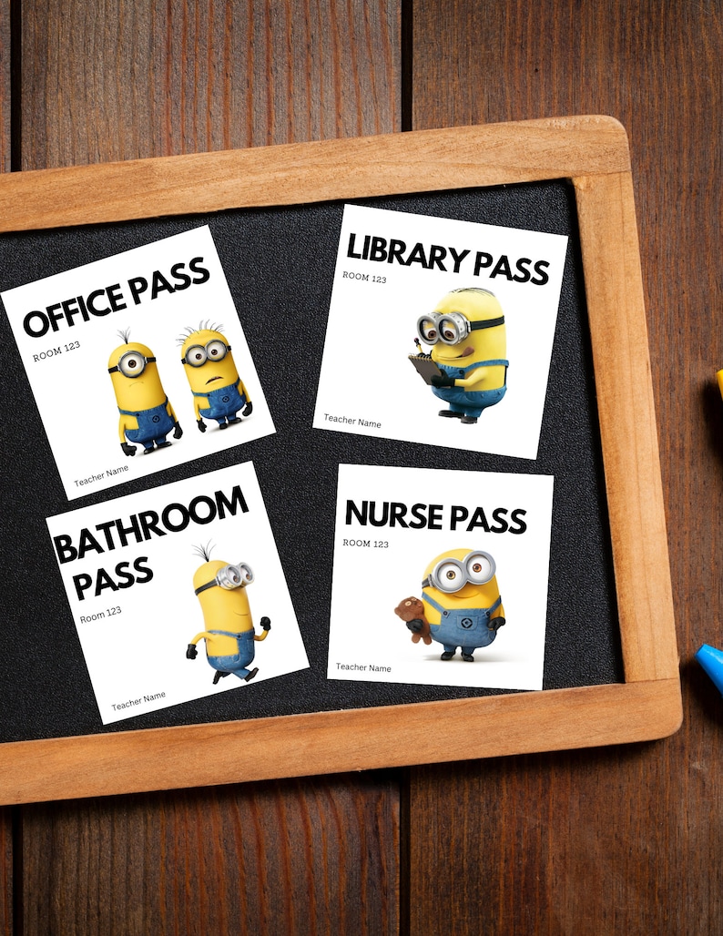 Teacher Classroom Hall Pass Bundle, Minion Theme Hall Passes, Cute Hall ...