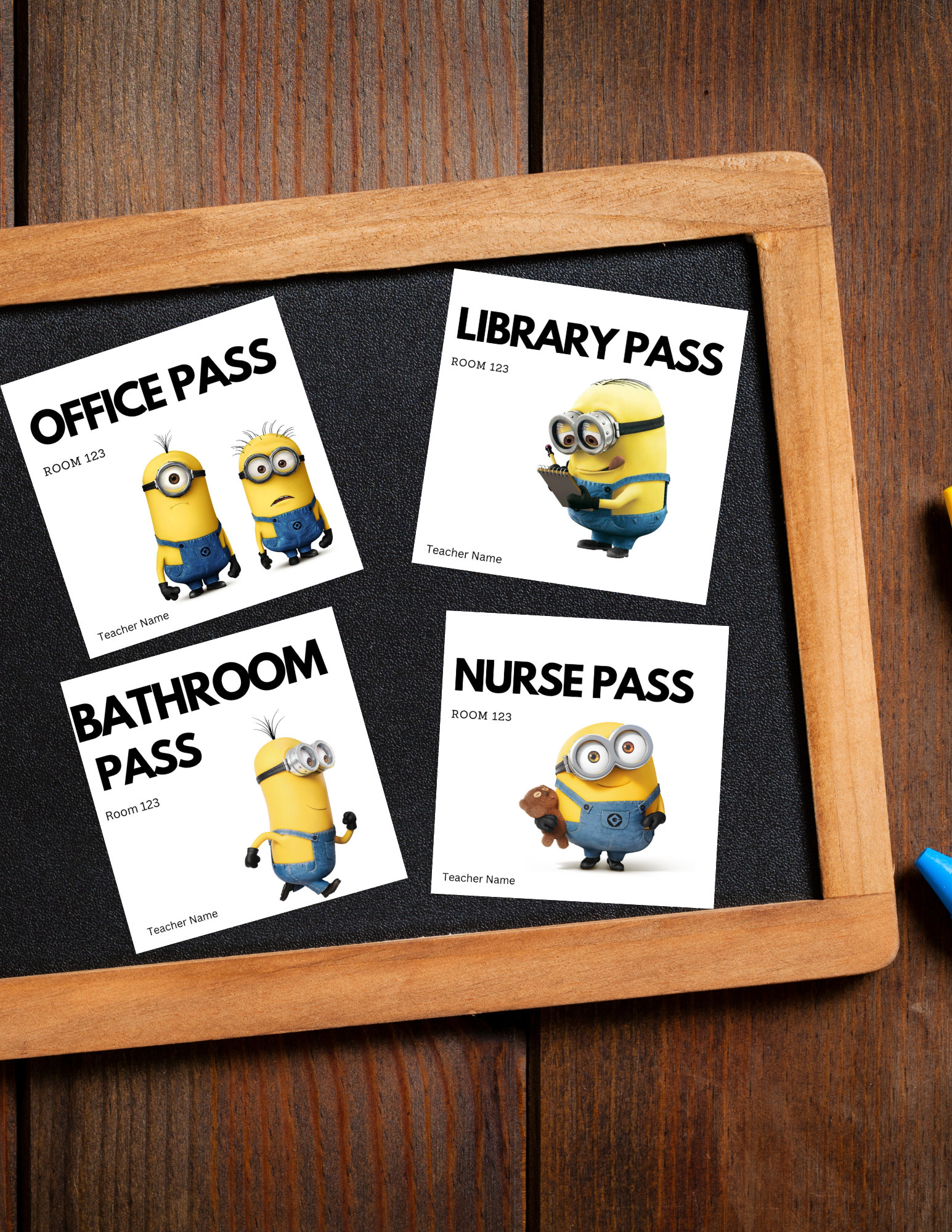 Teacher Classroom Hall Pass Bundle, Minion Theme Hall Passes, Cute Hall ...