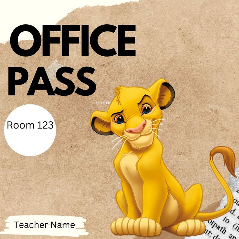 Teacher Classroom Hall Pass Bundle Lion King Hall Passes - Etsy