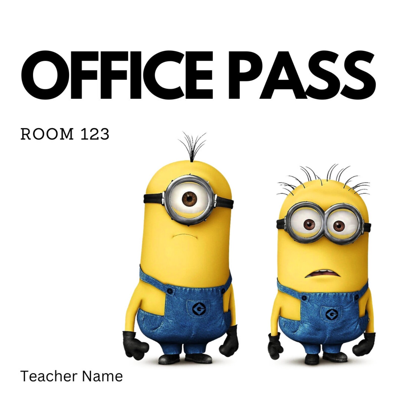 Teacher Classroom Hall Pass Bundle, Minion Theme Hall Passes, Cute Hall ...