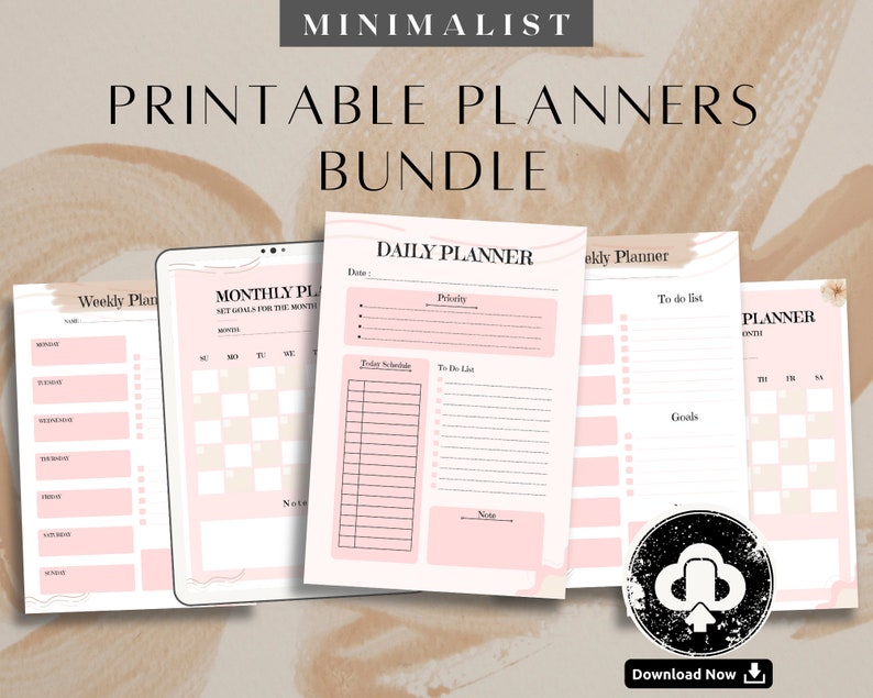 Weekly Planner Printable to Do List, Minimal Monthly Schedule, Daily ...