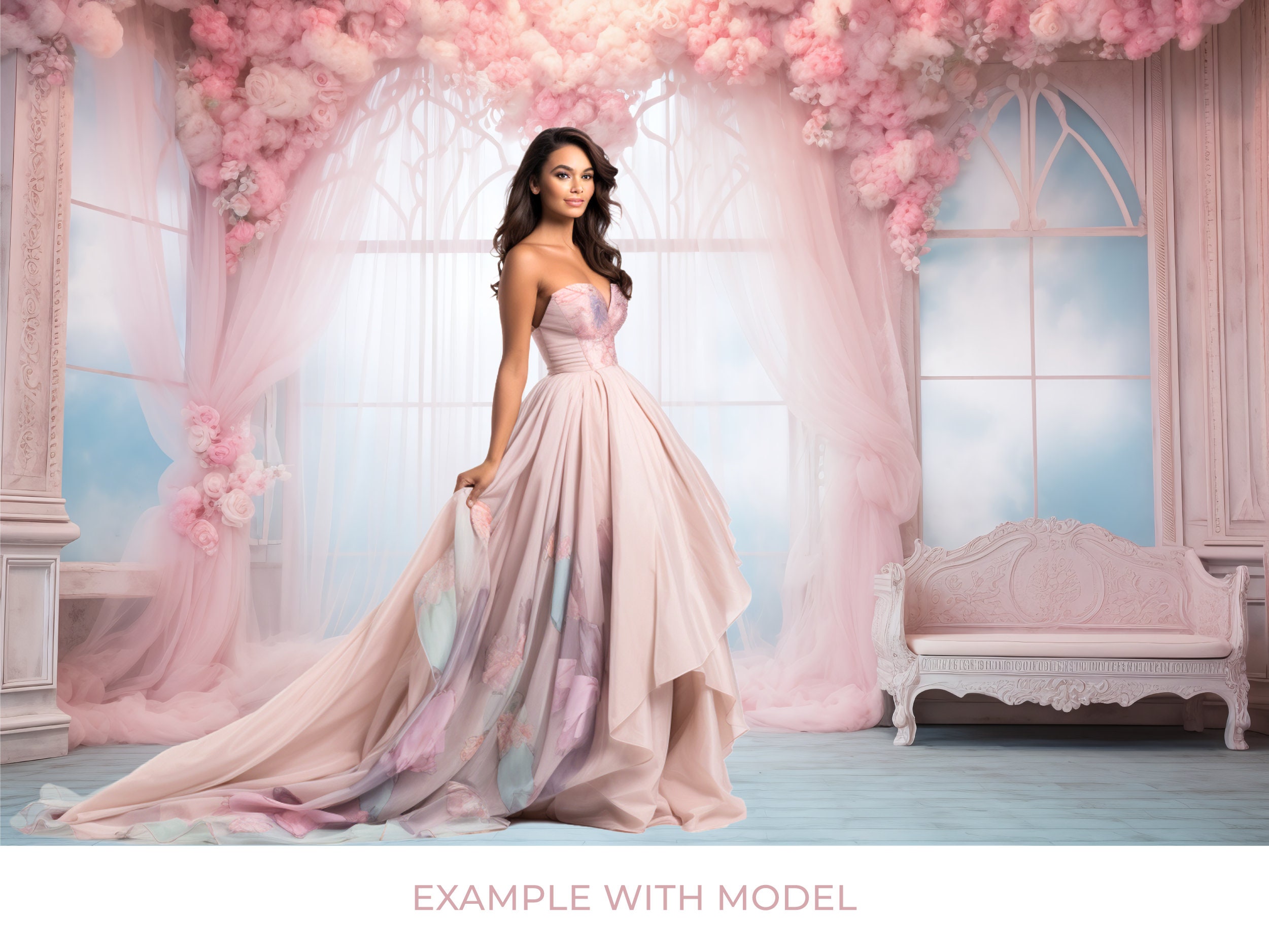 1 Romantic Pastel Pink Digital Backdrop for Maternity, Wedding, Baby ...