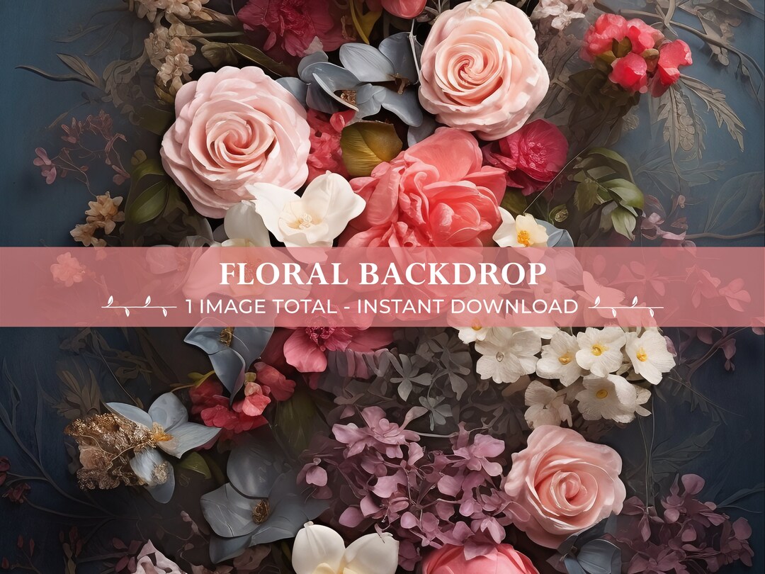 1 Colorful Floral Wall Digital Backdrop for Maternity - Etsy