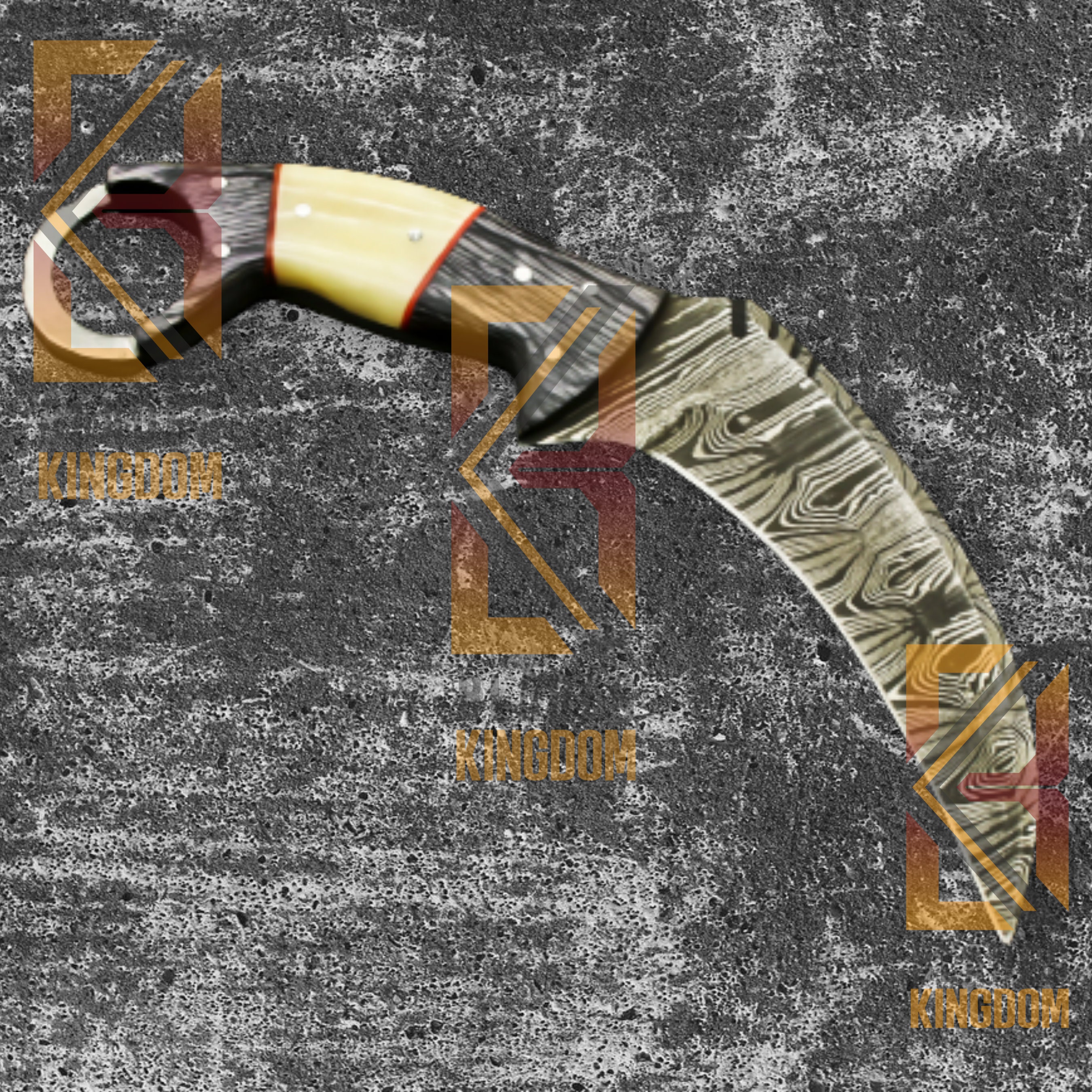 Handmade Damascus Steel Hunting Karambit Handle Made With Camel Bone ...