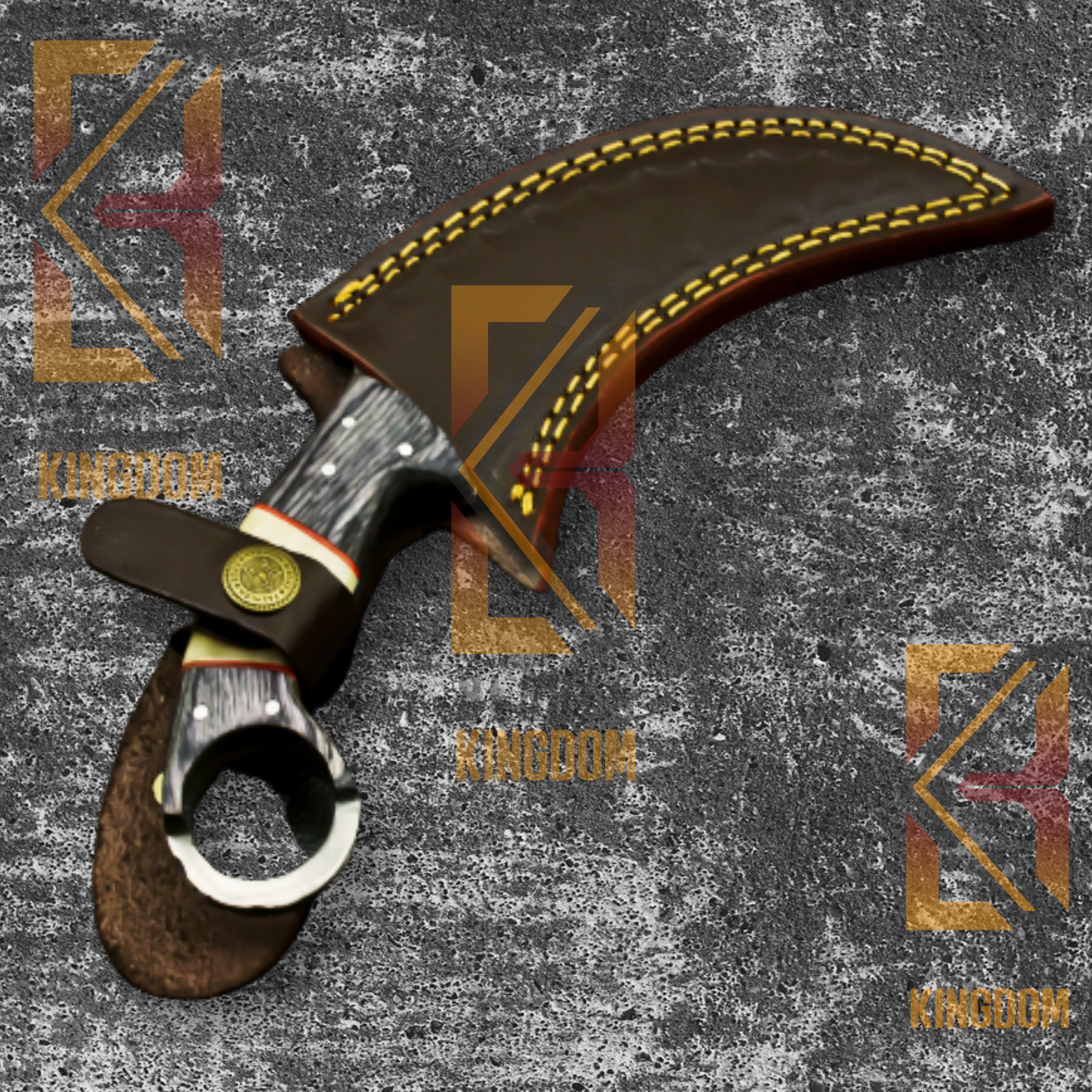 Handmade Damascus Steel Hunting Karambit Handle Made With Camel Bone ...