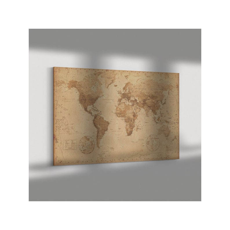 Rustic World Map Canvas World Map Art Famous Art Popular - Etsy