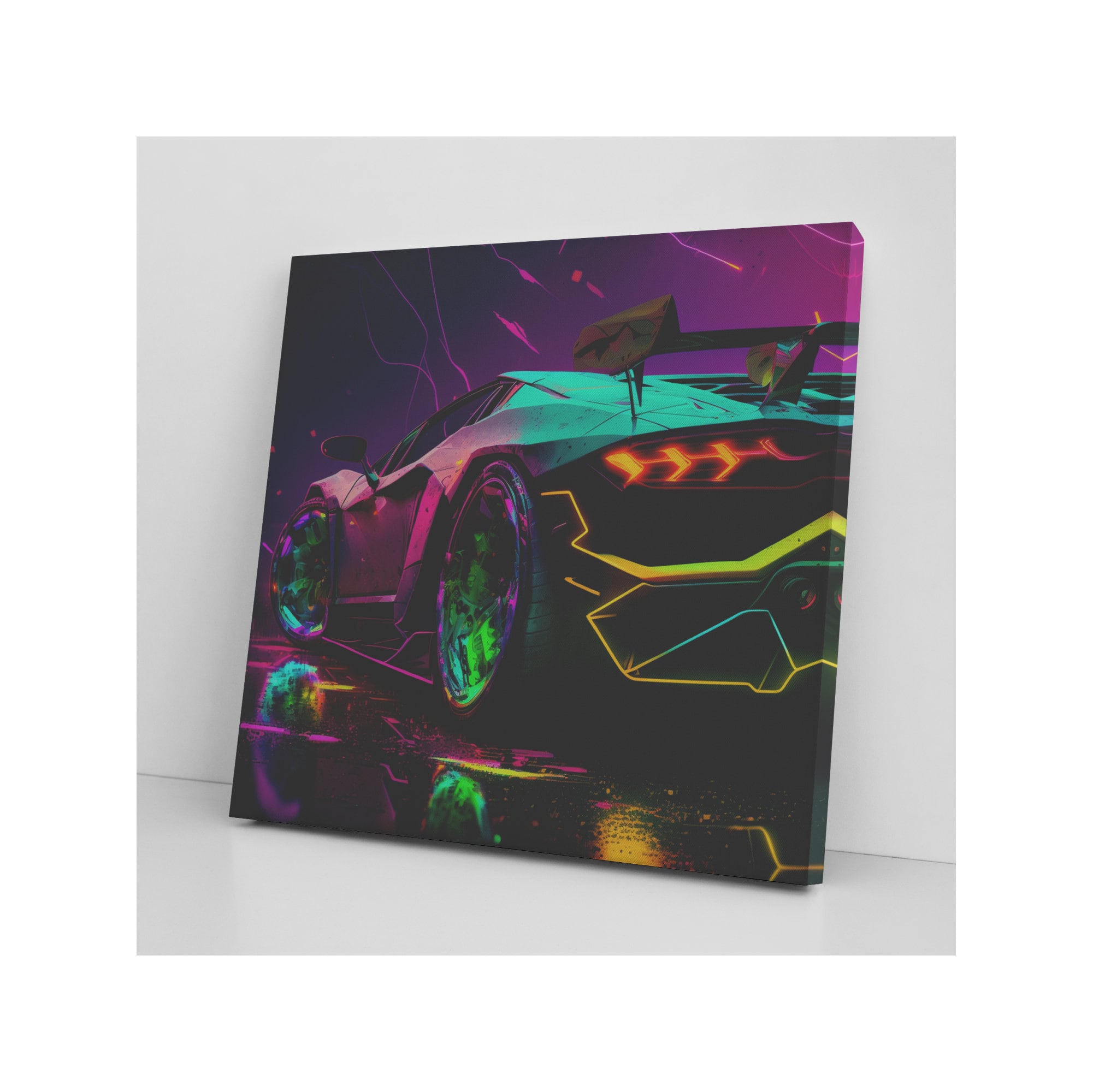 Neon Sports Car Lambo Canvas Wall Decor Popular Wall Décor - Etsy