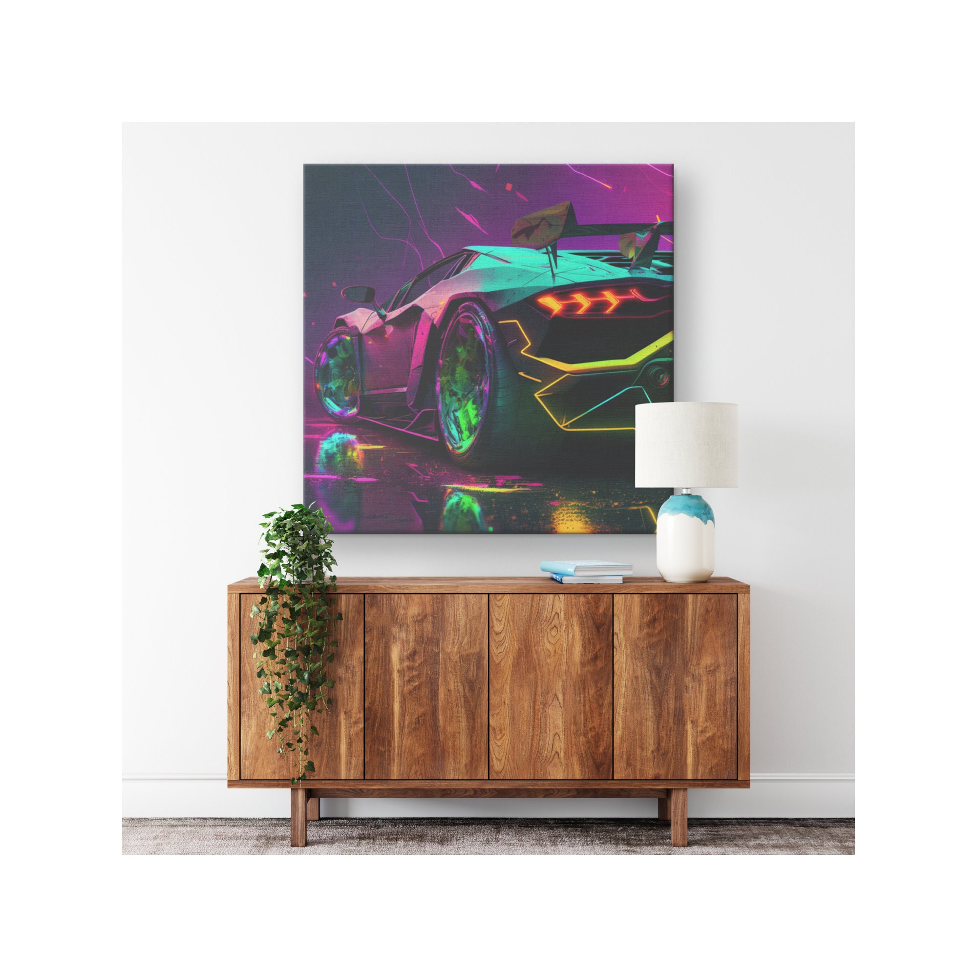 Neon Sports Car Lambo Canvas Wall Decor Popular Wall Décor - Etsy