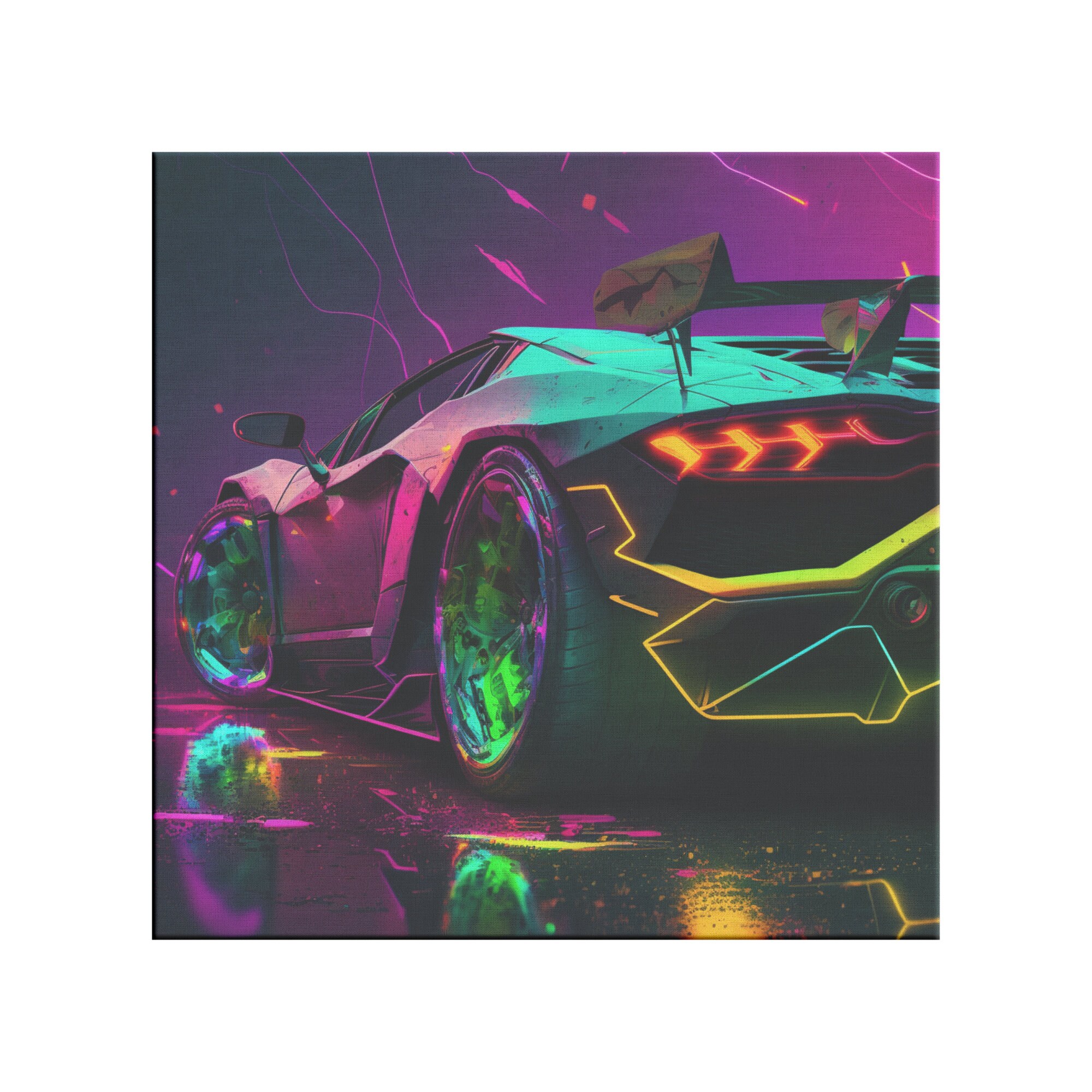 Neon Sports Car Lambo Canvas Wall Decor Popular Wall Décor - Etsy