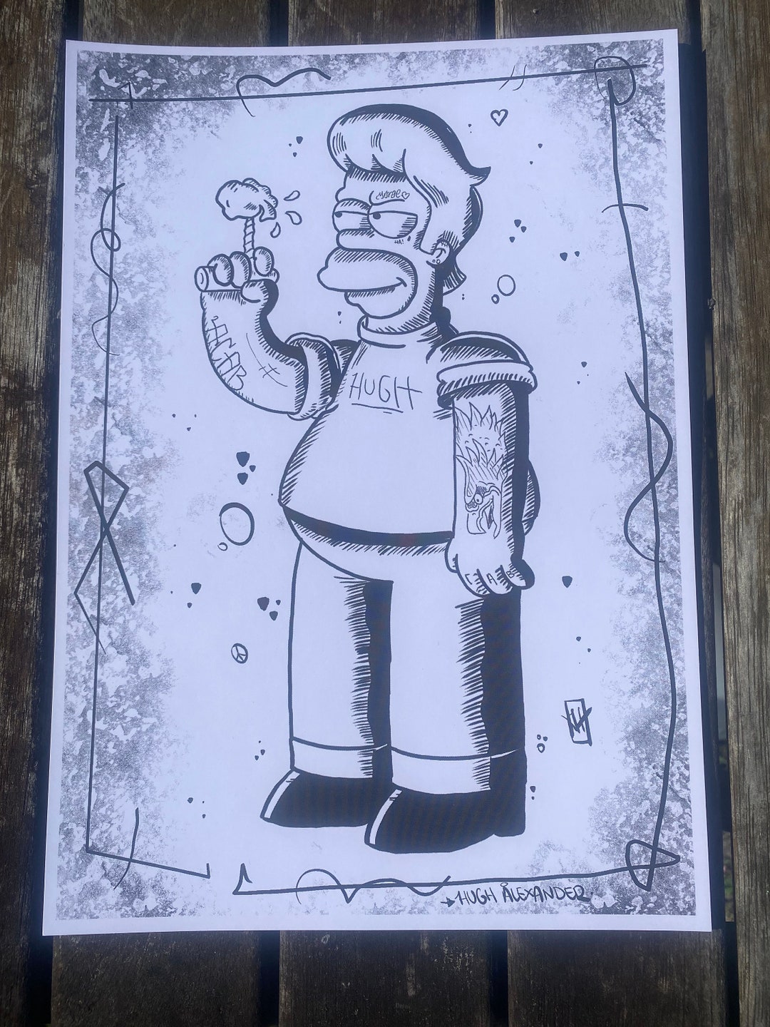 Hell Toupeé Homer the Simpson Treehouse of Horror Tattoo A4 Art Print ...