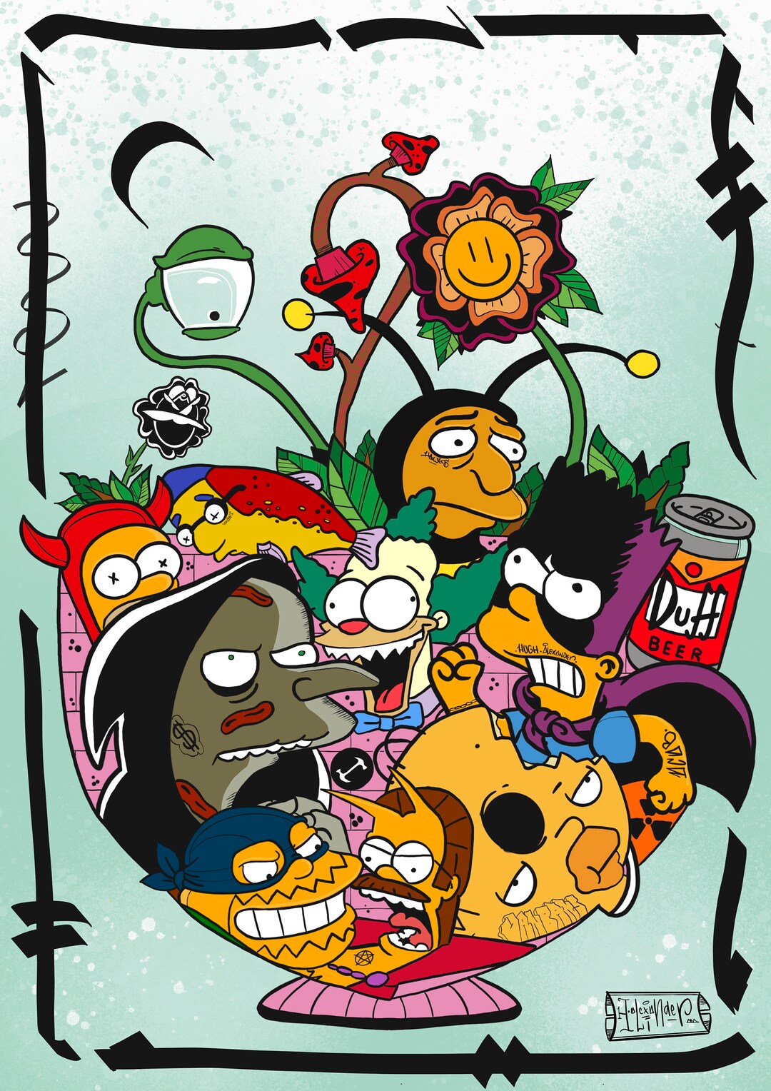 The Simpsons, Pot Plant of Horror Tattoo A3 Art Print - Etsy Australia