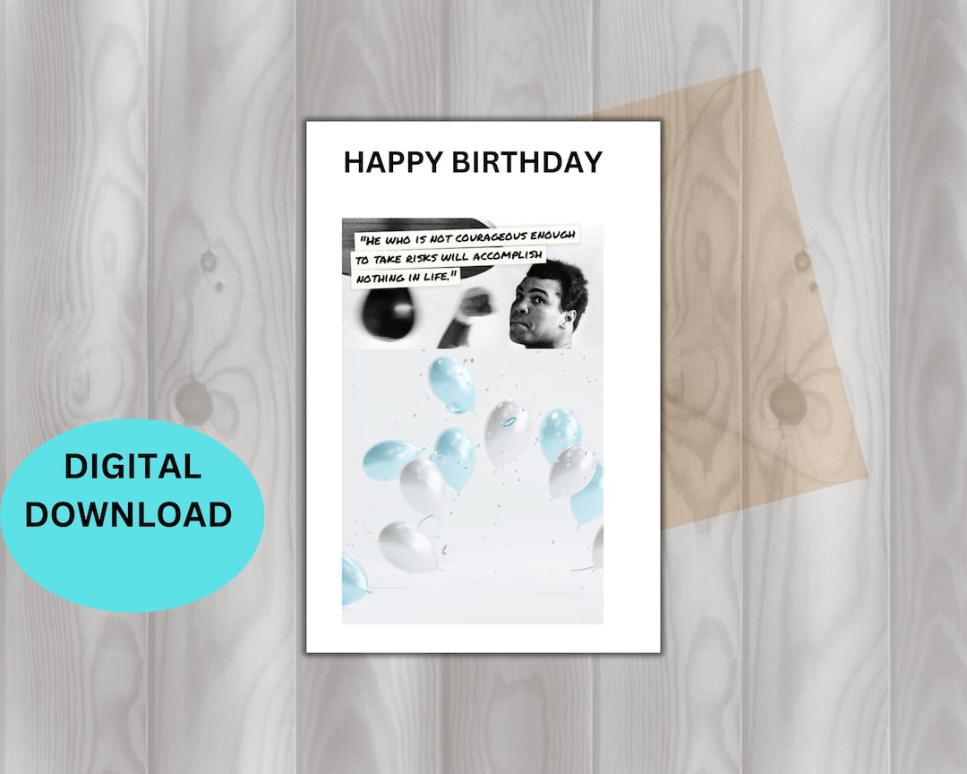 Happy Birthday Greeting Card Instant Digital Download Muhammad Ali ...