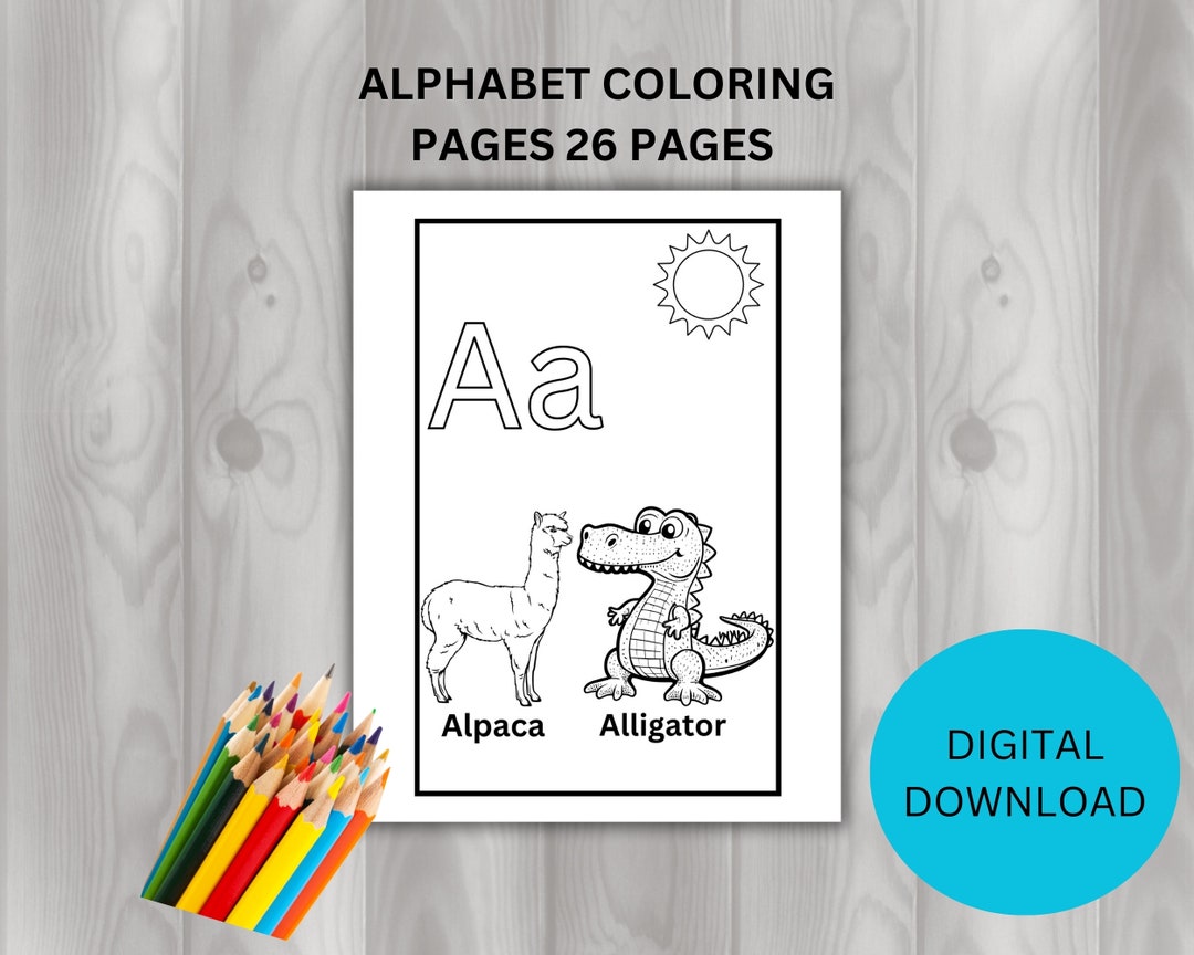 Coloring Pages of Cute Animals Alphabet A-Z - Etsy
