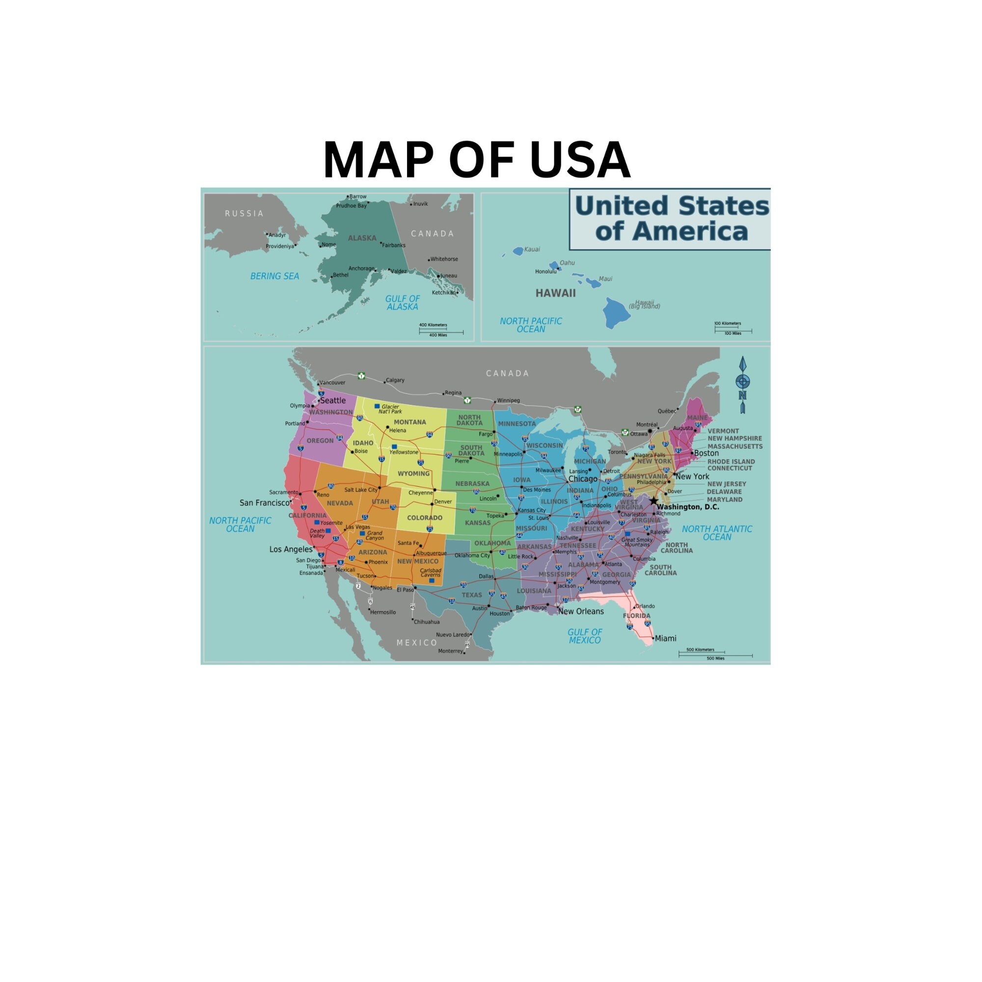 Map of USA PDF Instant Digital Download Image - Etsy