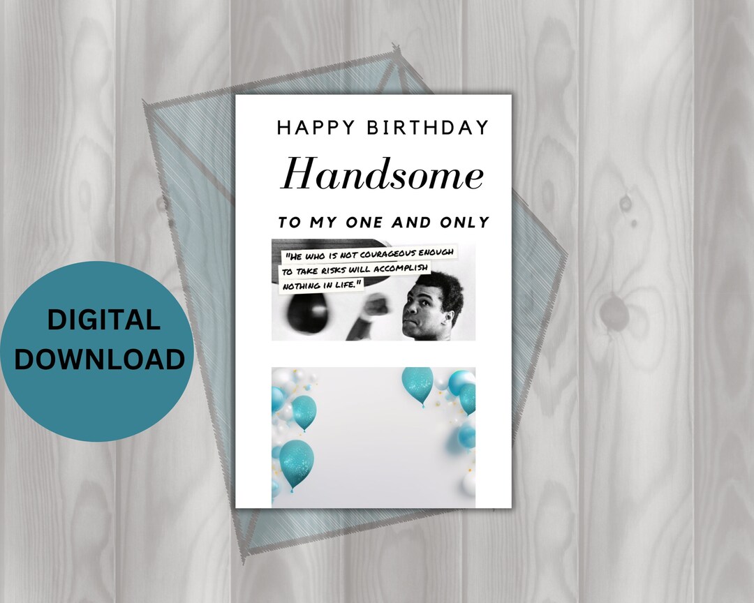 Happy Birthday Greeting Card Instant Digital Download Muhammad Ali ...