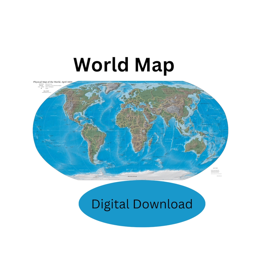 World Map Wall Art Instant PDF Instant Digital Download - Etsy