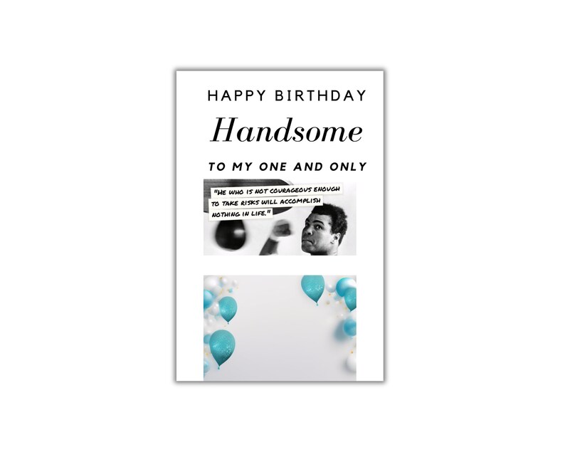 Happy Birthday Greeting Card Instant Digital Download Muhammad Ali ...