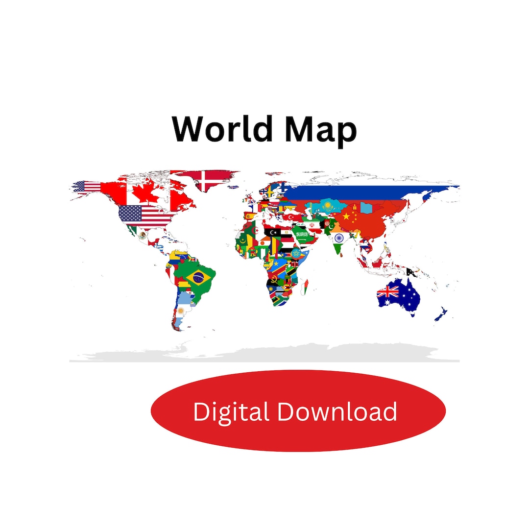 World Map Wall Art Instant PDF Instant Digital Download - Etsy