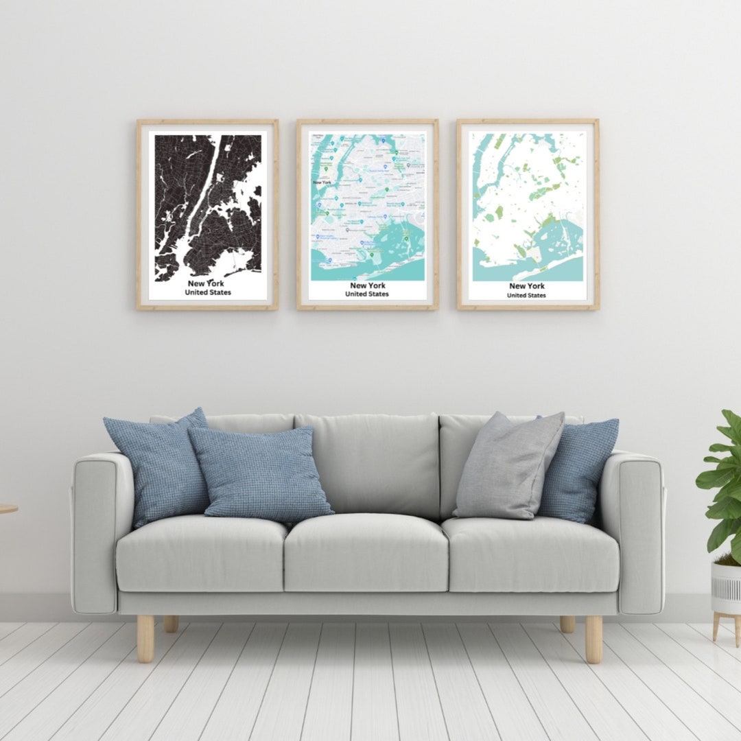 Minimalist Map Poster New York, Digital Map Download,city Map - Etsy