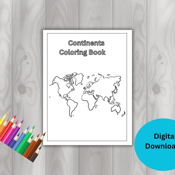 Continents Coloring Book - Etsy