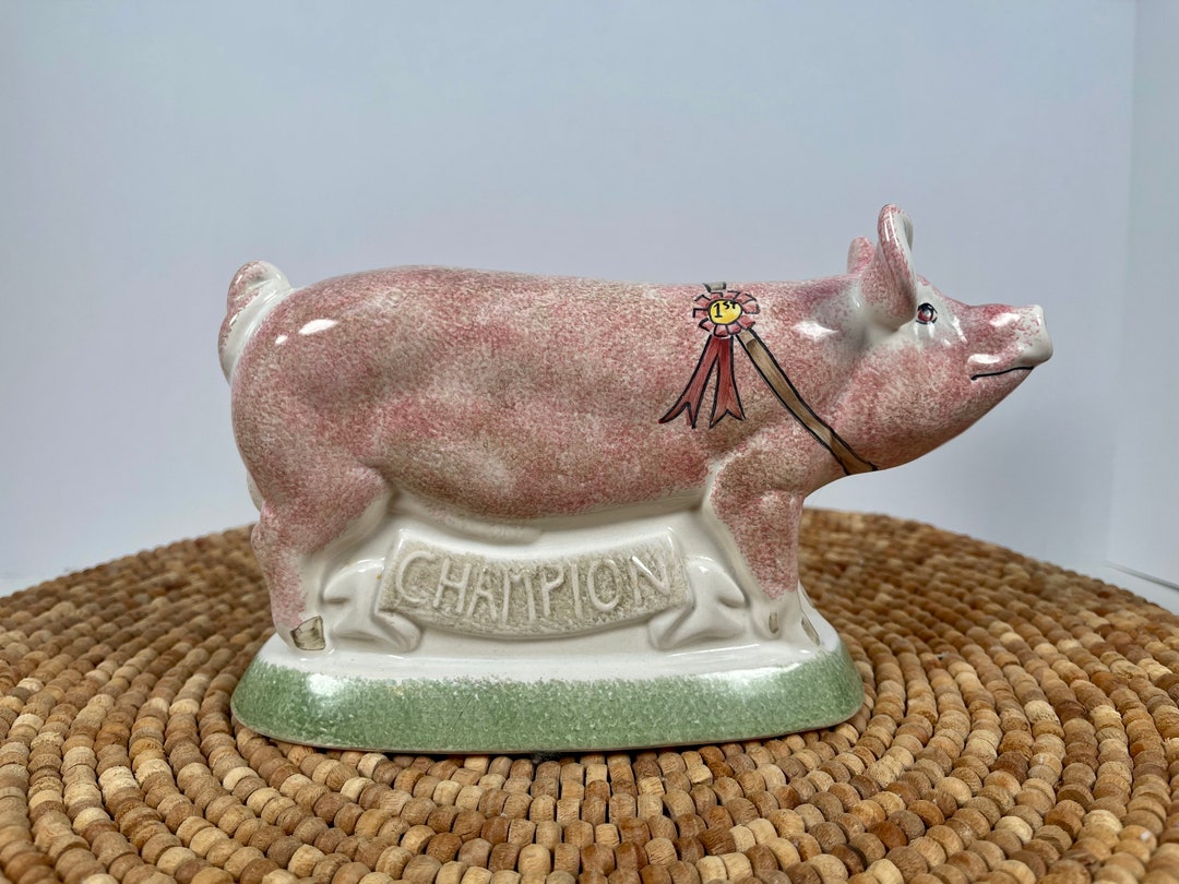 Rare, Vintage Champion Pig Rye Pottery England, Hand Made, Hand Painted ...