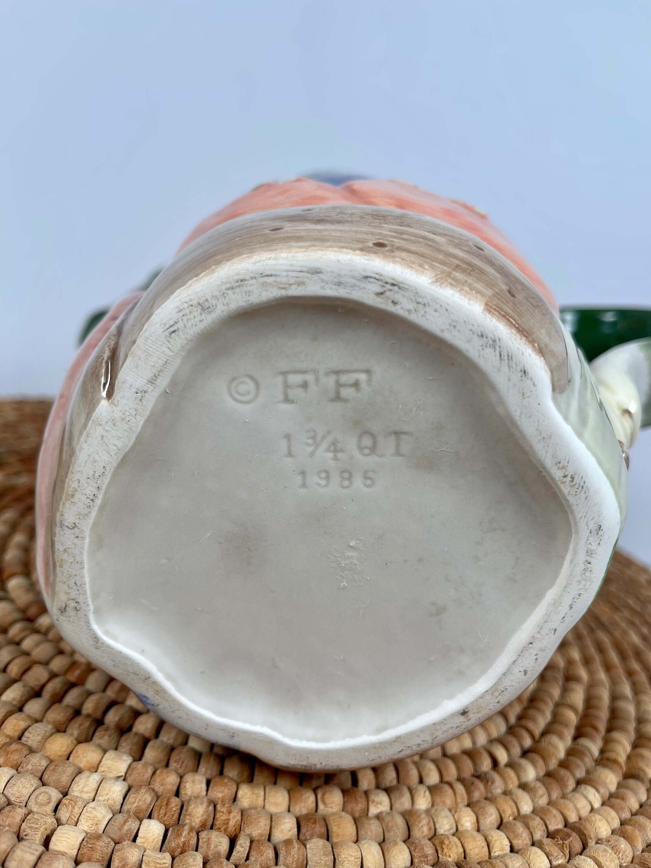 1986 Fitz and Floyd Vegetable Garden Relief Pitcher, Veggie Pitcher ...