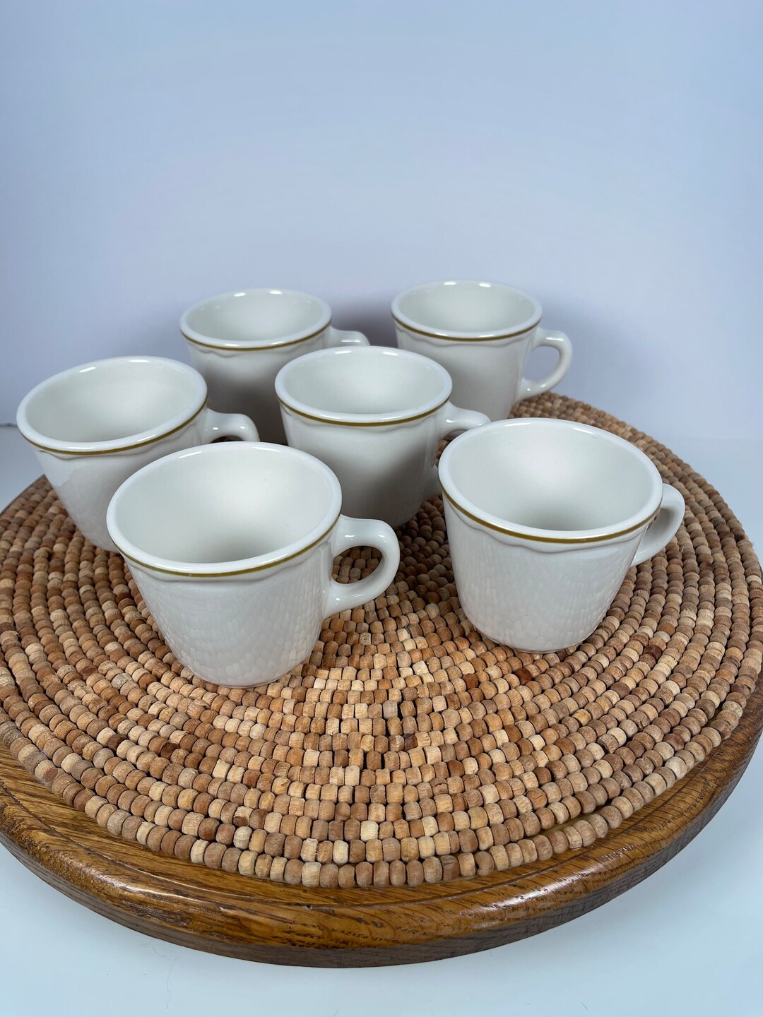 Homer Laughlin 6 Diner Mugs With Brown Stripe Detail, Restaurant Diner ...