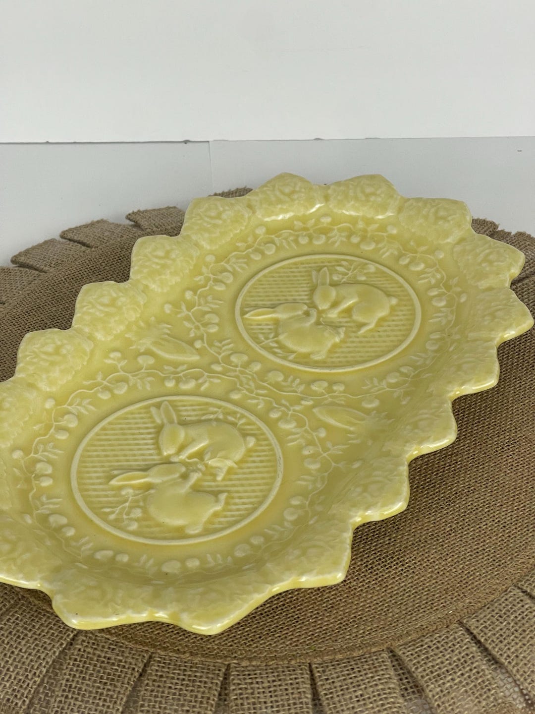 Bordallo Pinheiro Rabbit Yellow Serving Platter Portugal Easter Spring ...