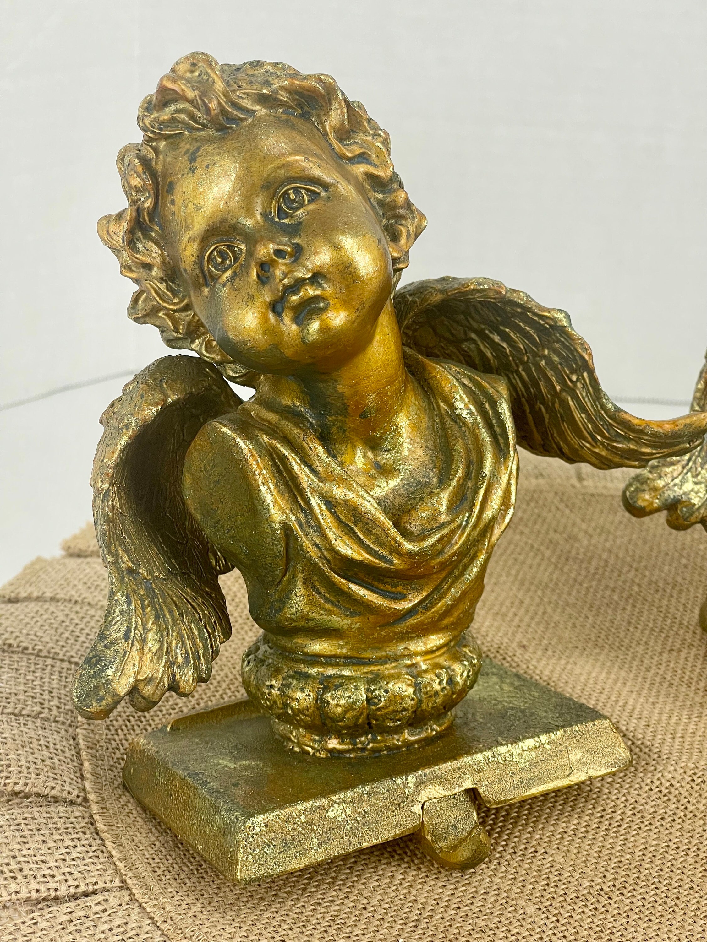 Vintage Cherub Angel Stocking Holders for Mantle Christmas Decor, HEAVY ...