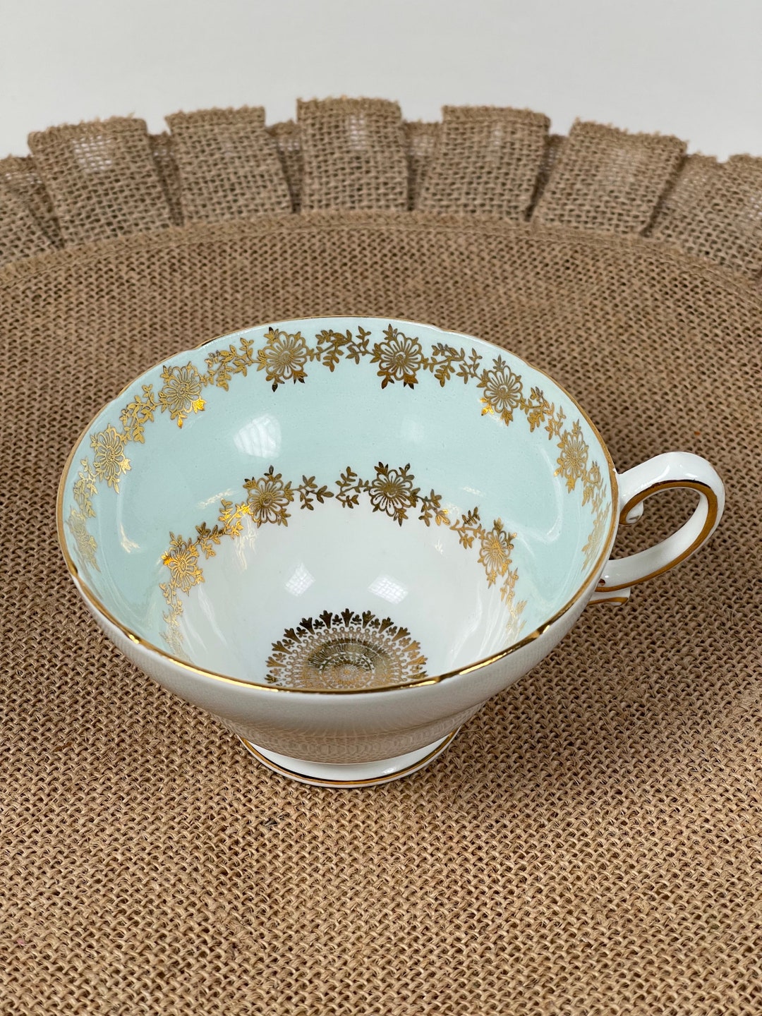 Vintage Stanley England Fine Bone China Pedestal Tea Cup, Gold Blue ...
