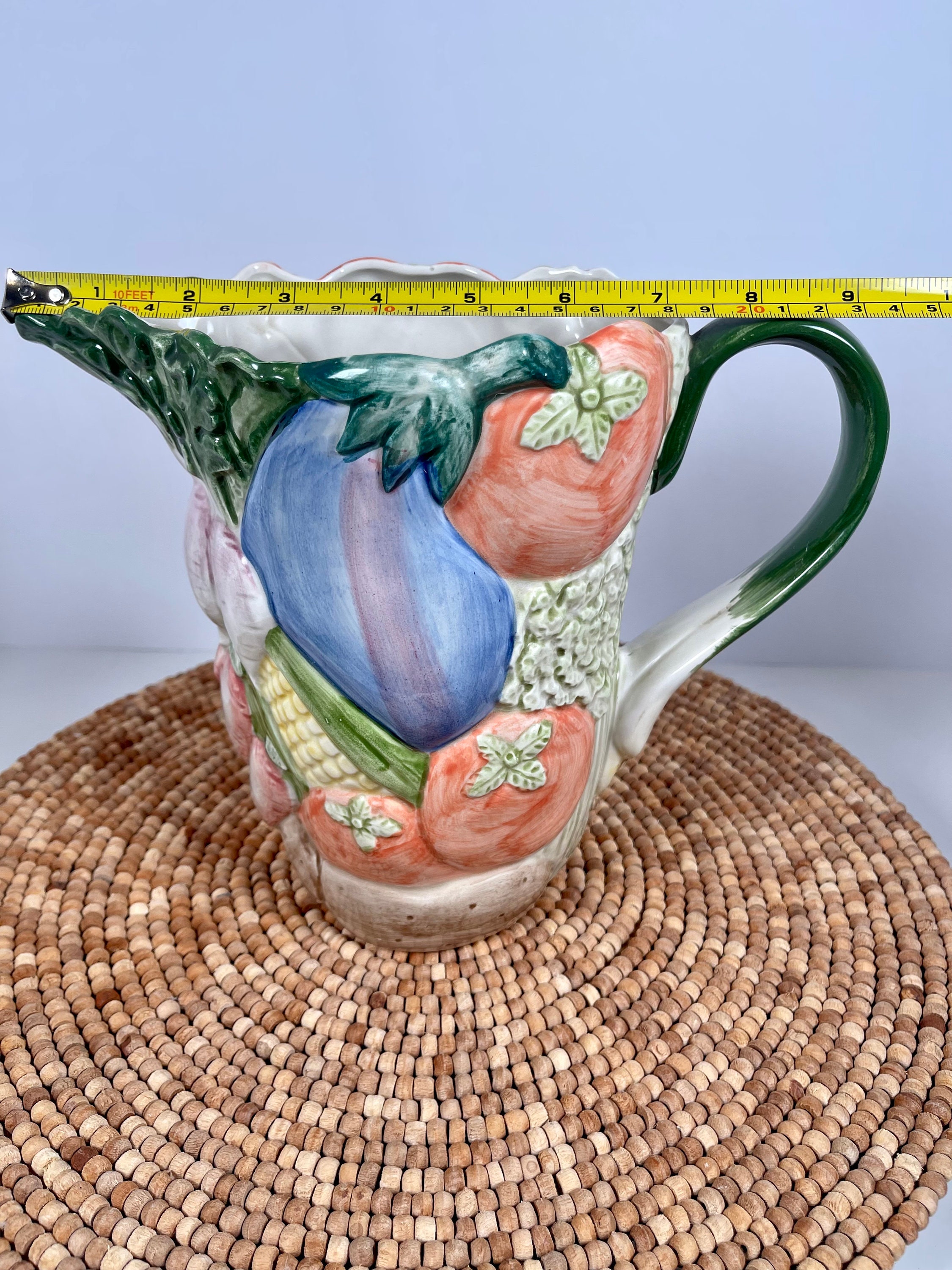 1986 Fitz and Floyd Vegetable Garden Relief Pitcher, Veggie Pitcher ...