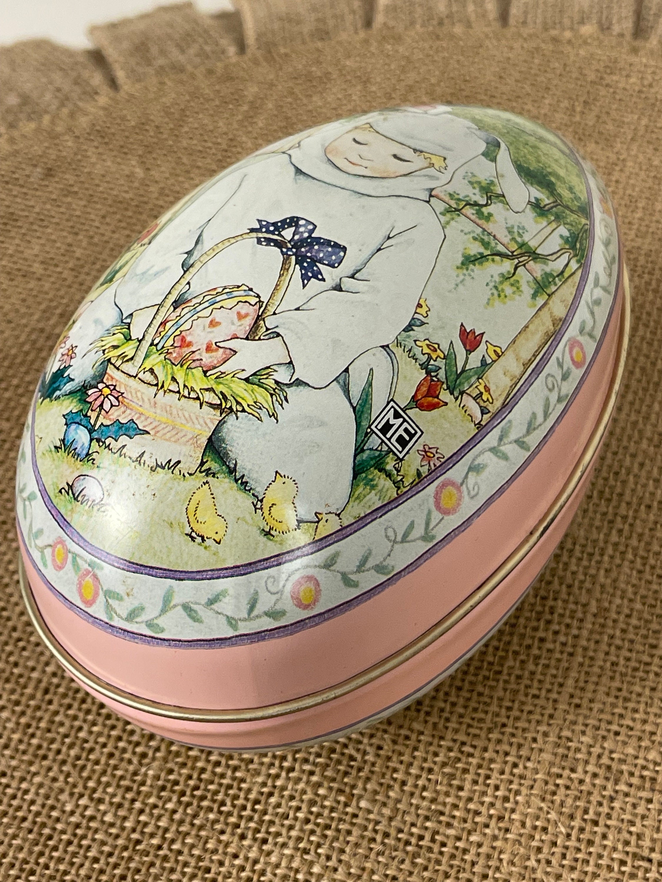 Vintage Mary Engelbreit Easter Egg Canister Little Boy Bunny Costume ...