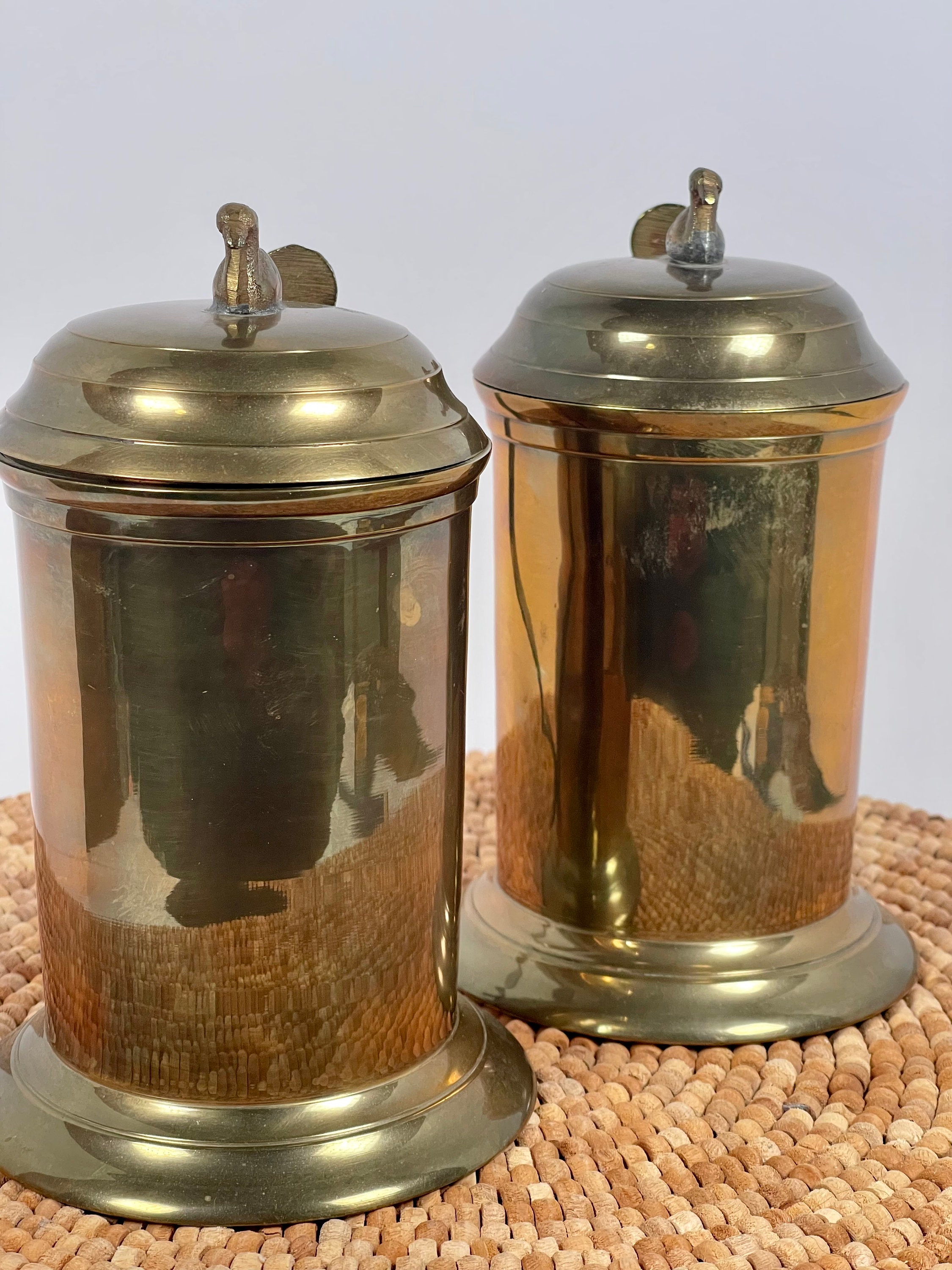 Two Enesco Brass Duck Vintage Tankard Beer Steins, Brass Stein With ...