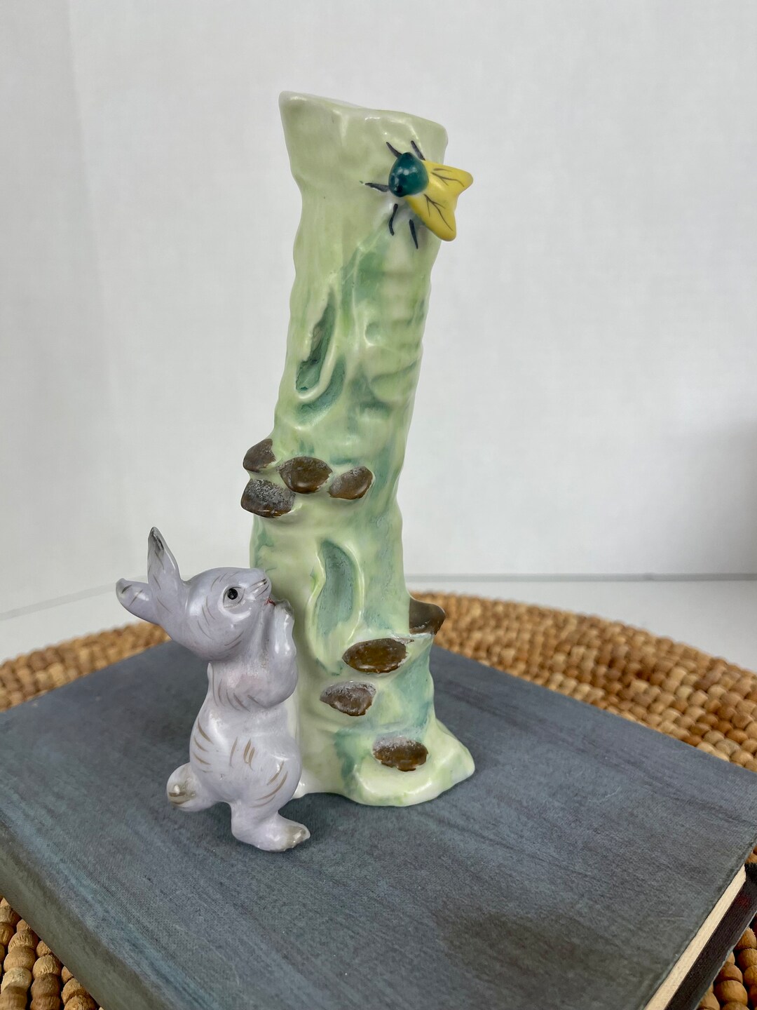 RARE Vintage Japan Bunny Rabbit Fly Tree Vase, Animal Figural Hand ...