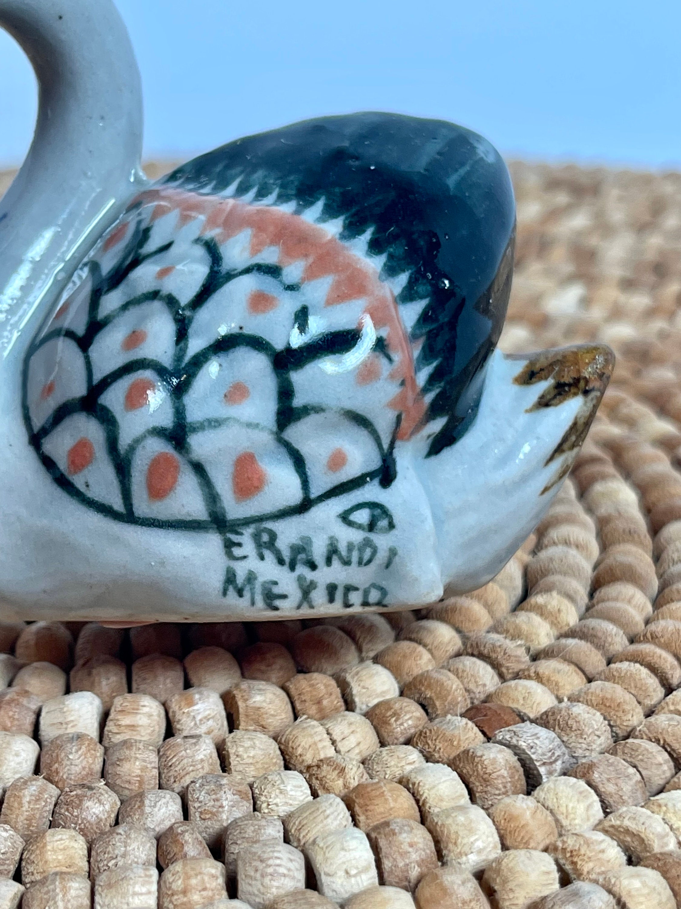 Tonala RARE Pottery Swan Signed Erandi Mexican Folkart Handpainted ...