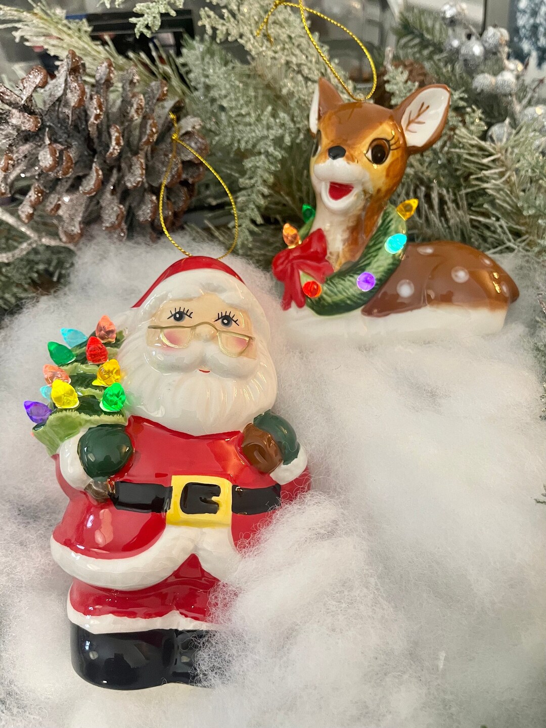 Mr. Christmas Santa and Reindeer Light-up Set, Mister Christmas Retro ...