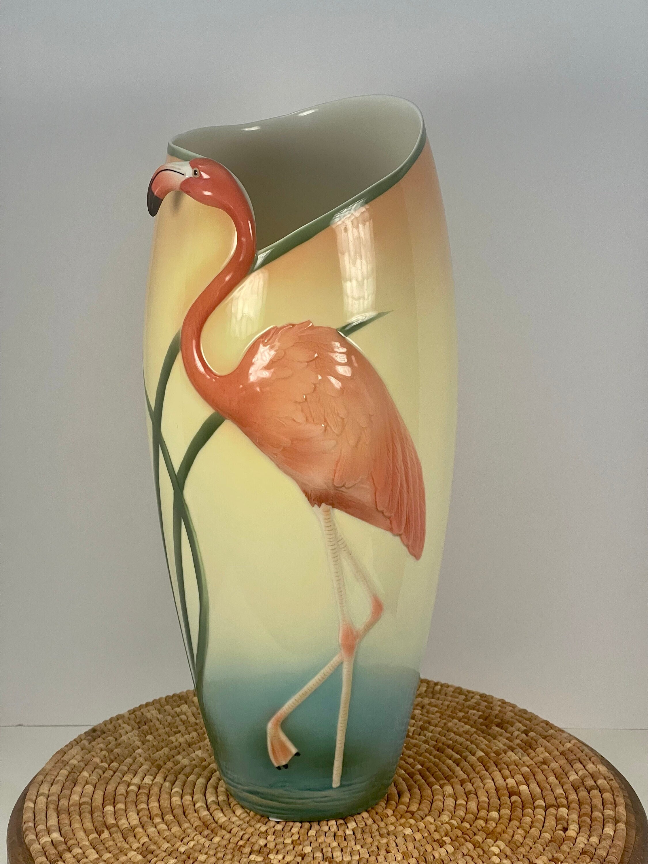 Franz Porcelain Flamingo Vase, Handmade and Hand Painted Artisan ...