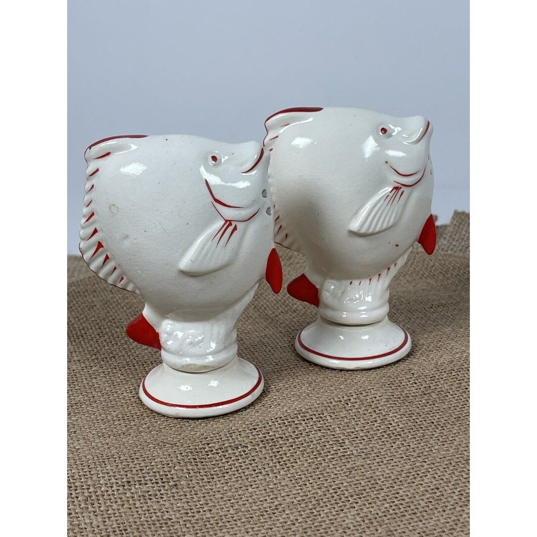 RARE Vintage Fish Salt and Pepper Shaker Set Made in Japan Red and ...