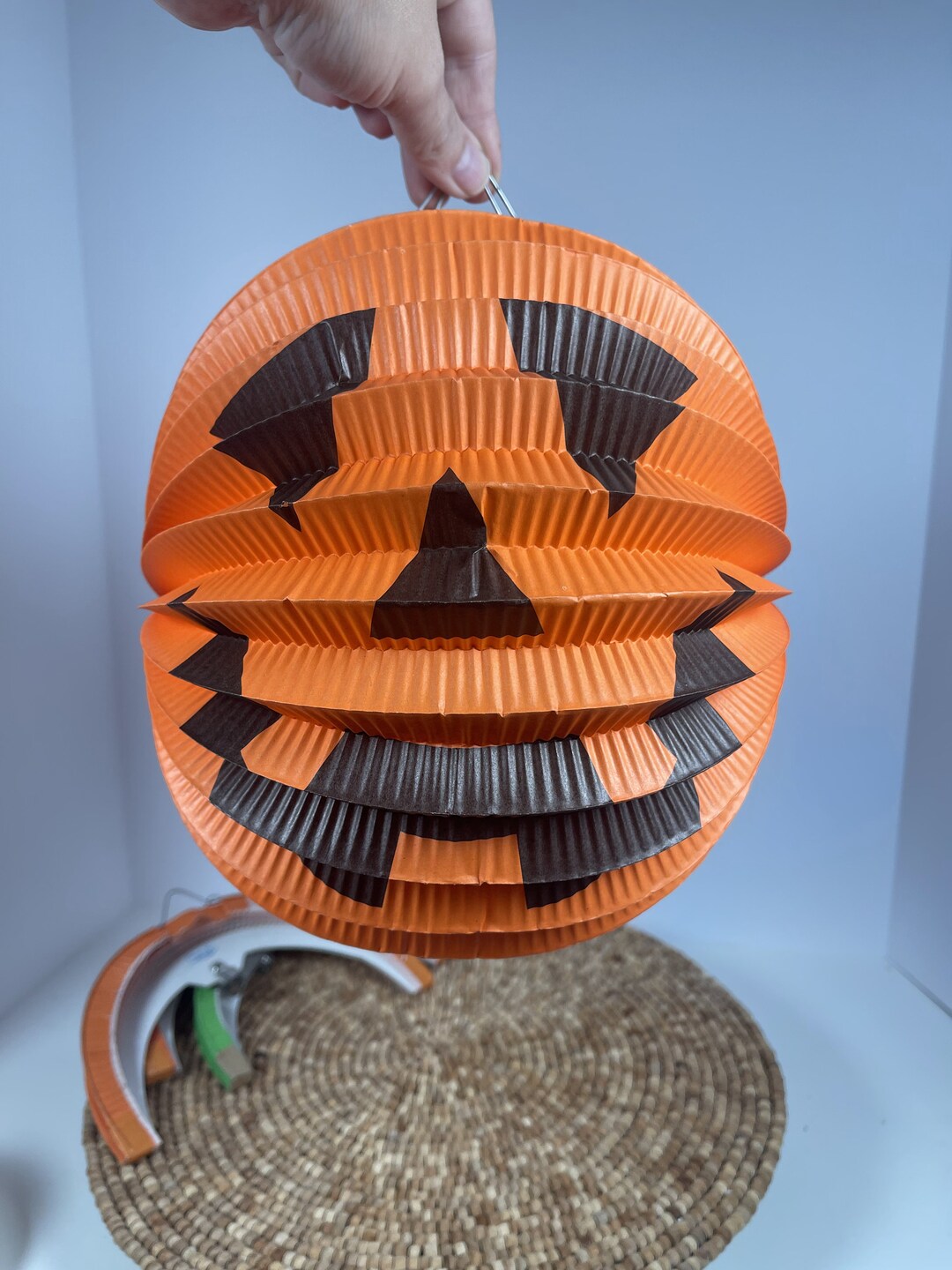 4 Vintage Halloween Paper Lanterns, Pumpkin Paper Candle Lantern ...