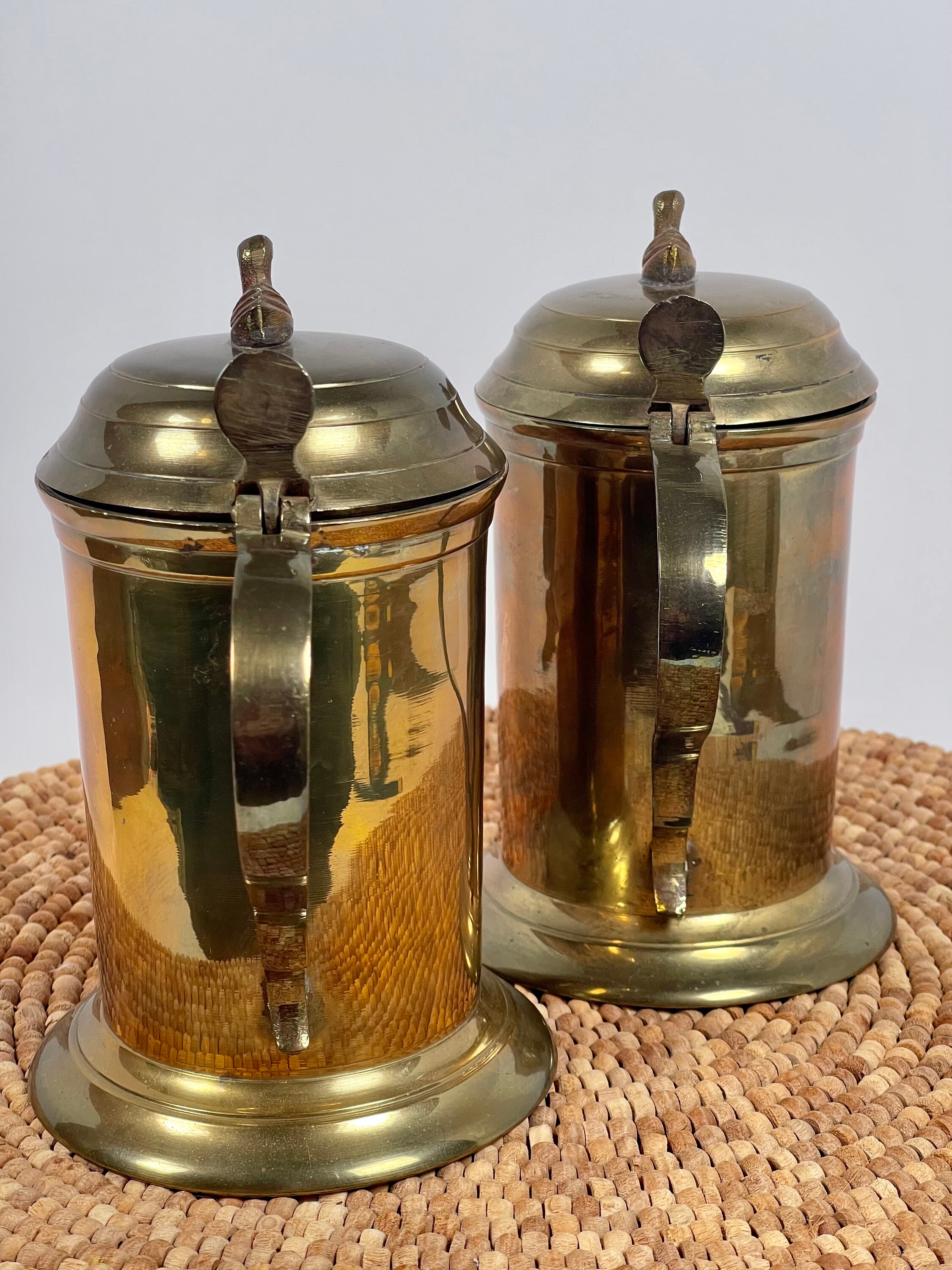 Two Enesco Brass Duck Vintage Tankard Beer Steins, Brass Stein With ...