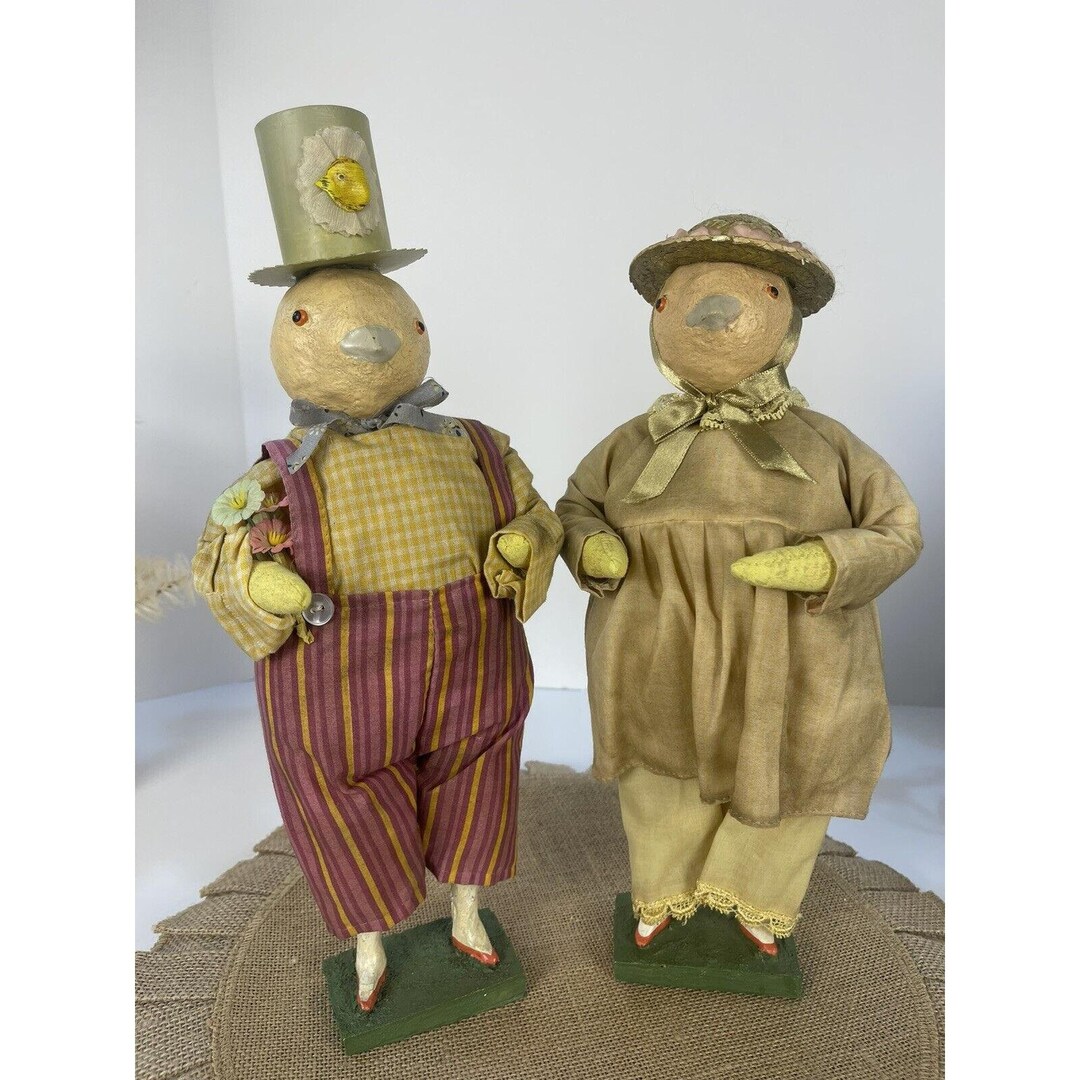 RARE Cody Foster Vintage Pair Easter Chicks Man Woman Couple Figurines ...
