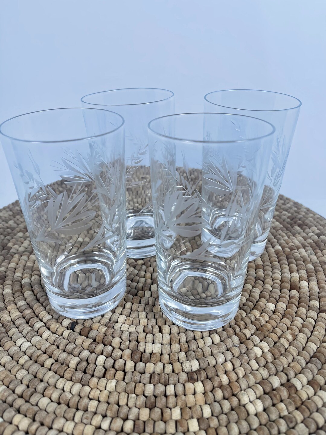 Hand Etched Vintage Glasses, Set of Vintage Etched Glassware, Floral ...