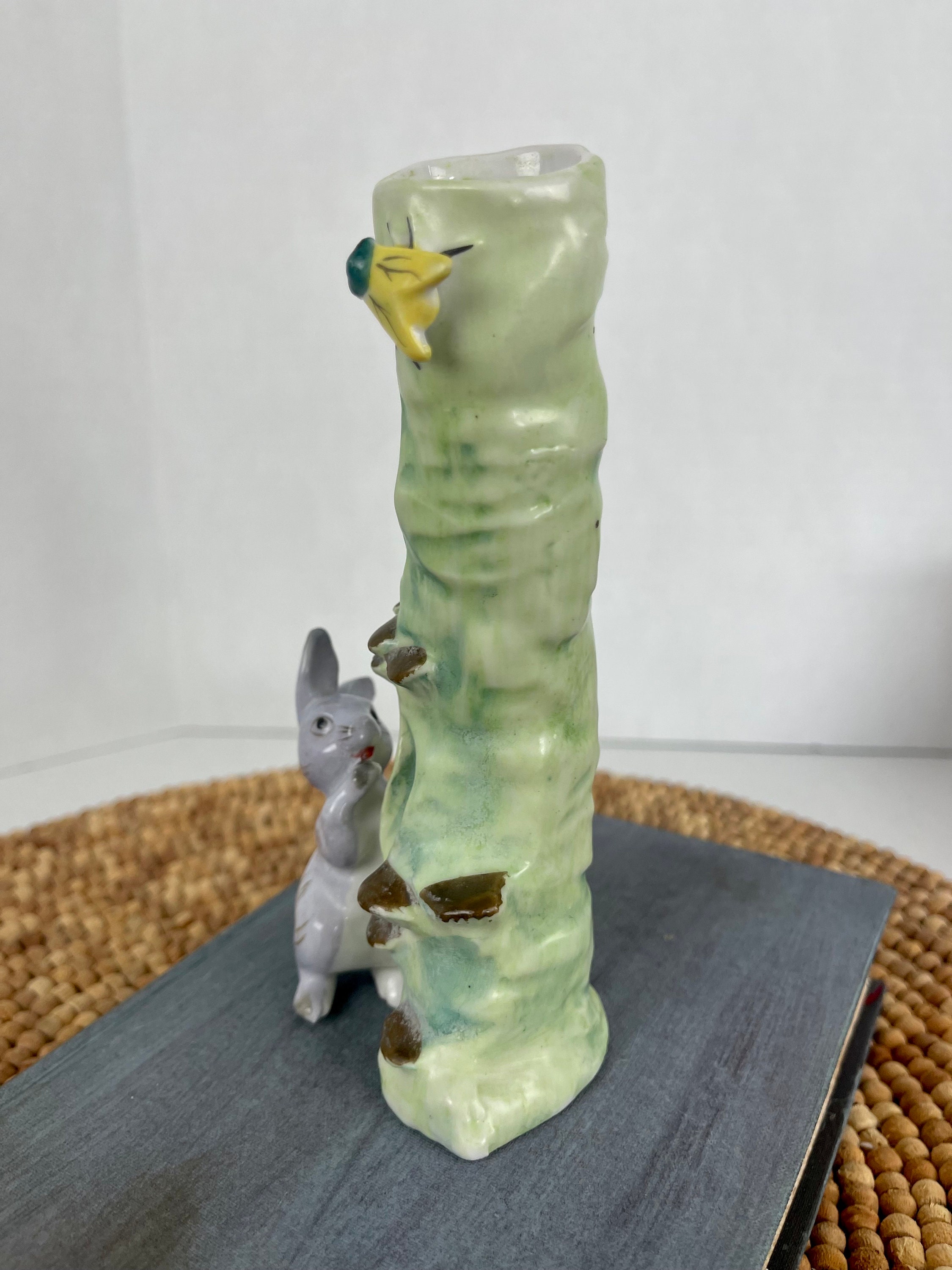 RARE Vintage Japan Bunny Rabbit Fly Tree Vase, Animal Figural Hand ...