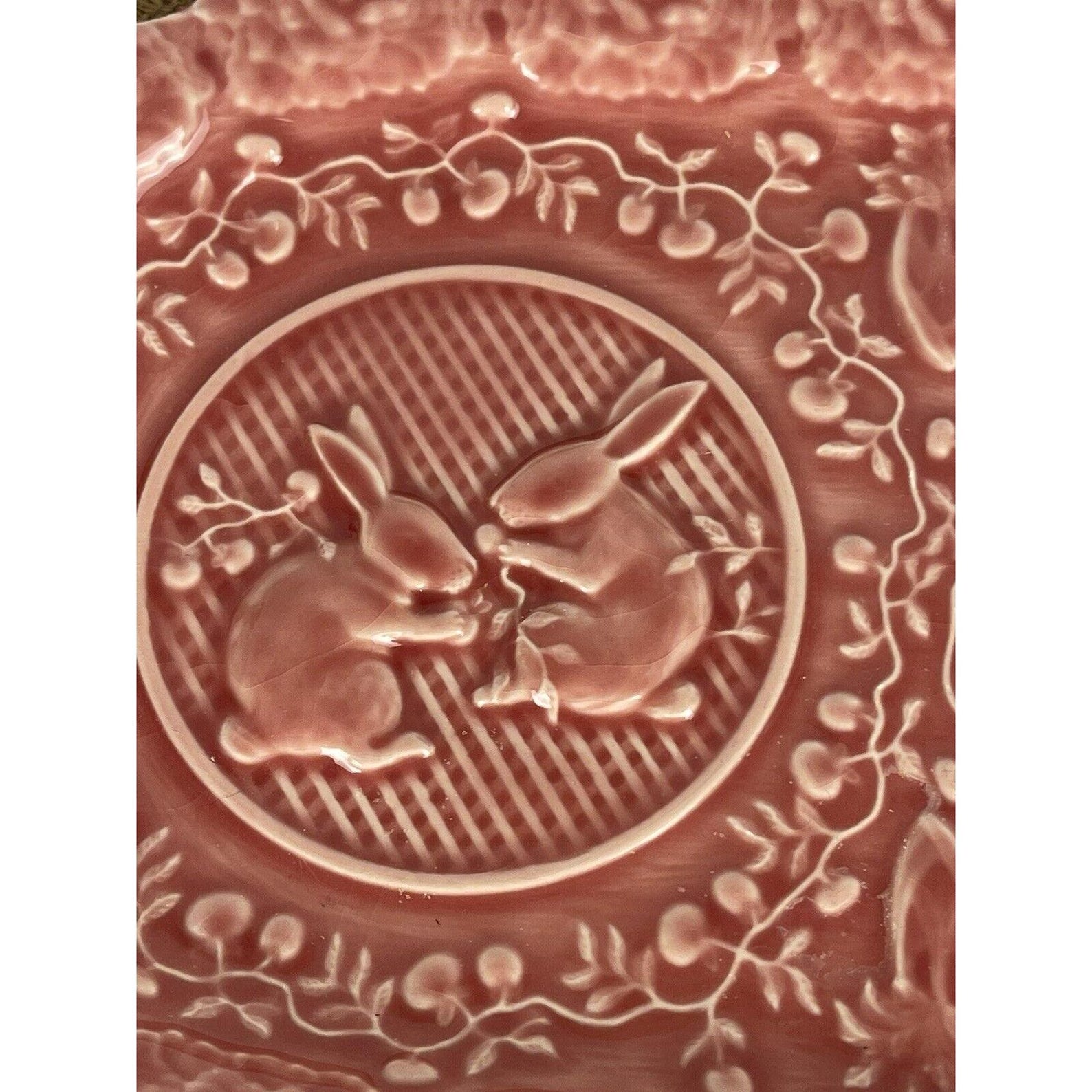 Bordallo Pinheiro Rabbit Pink Serving Platter Portugal Easter Spring ...