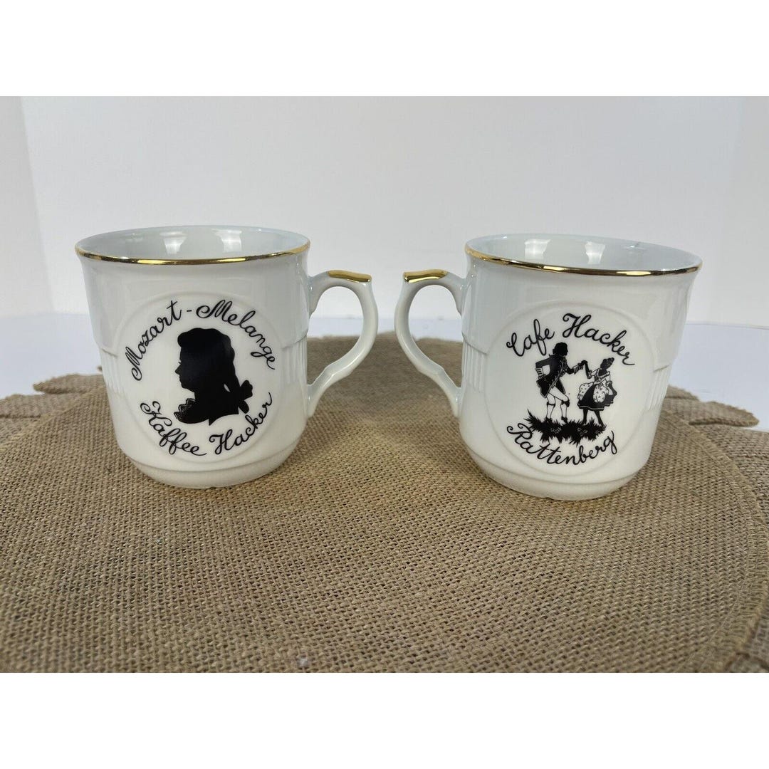 2 Vintage Cafe Hacker Coffee Mugs Mozart Melange Czech Rottenberg ...