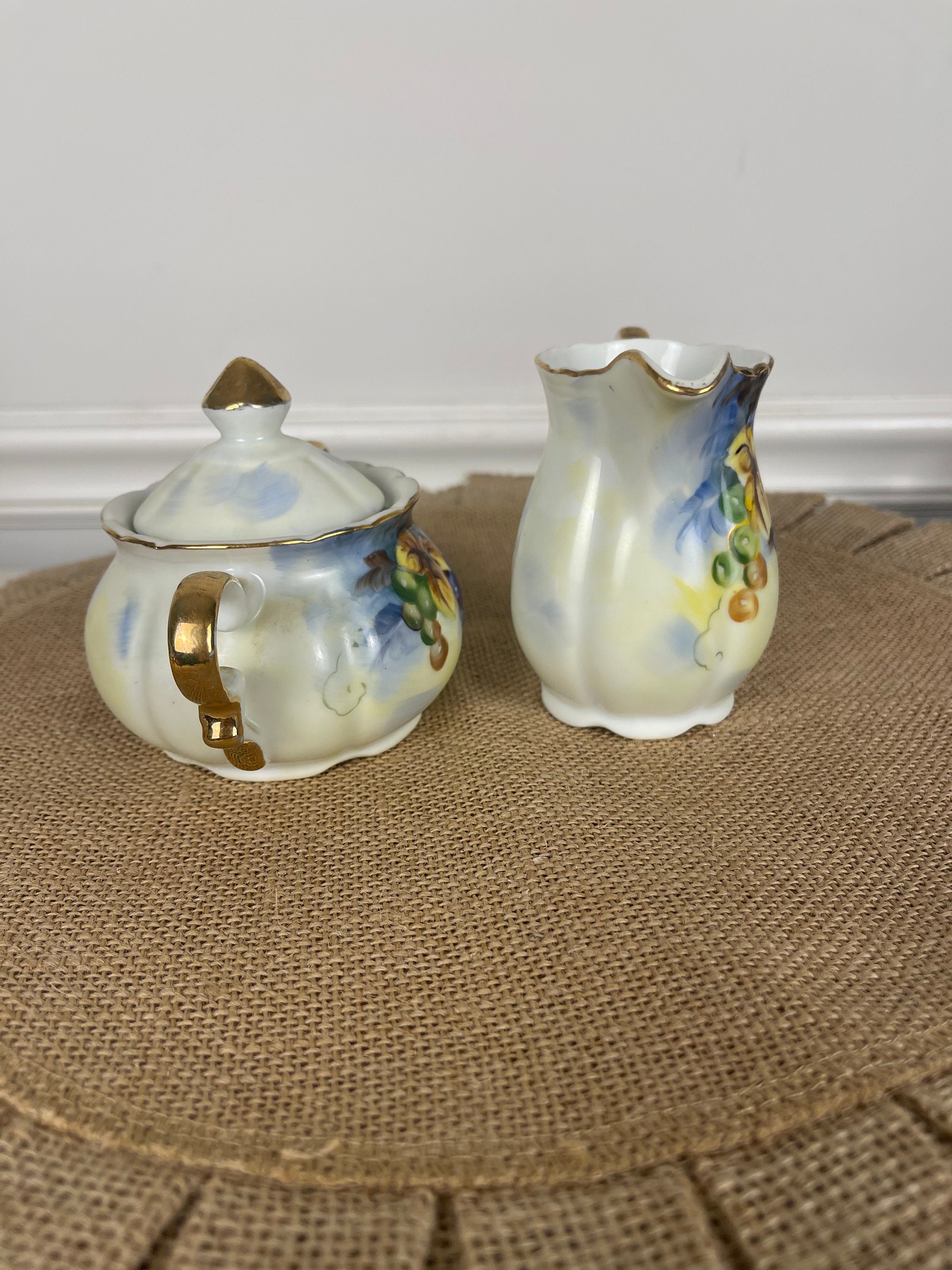 Vintage Lefton China Hand Painted Creamer and Sugar Set SL 2615 Grape ...