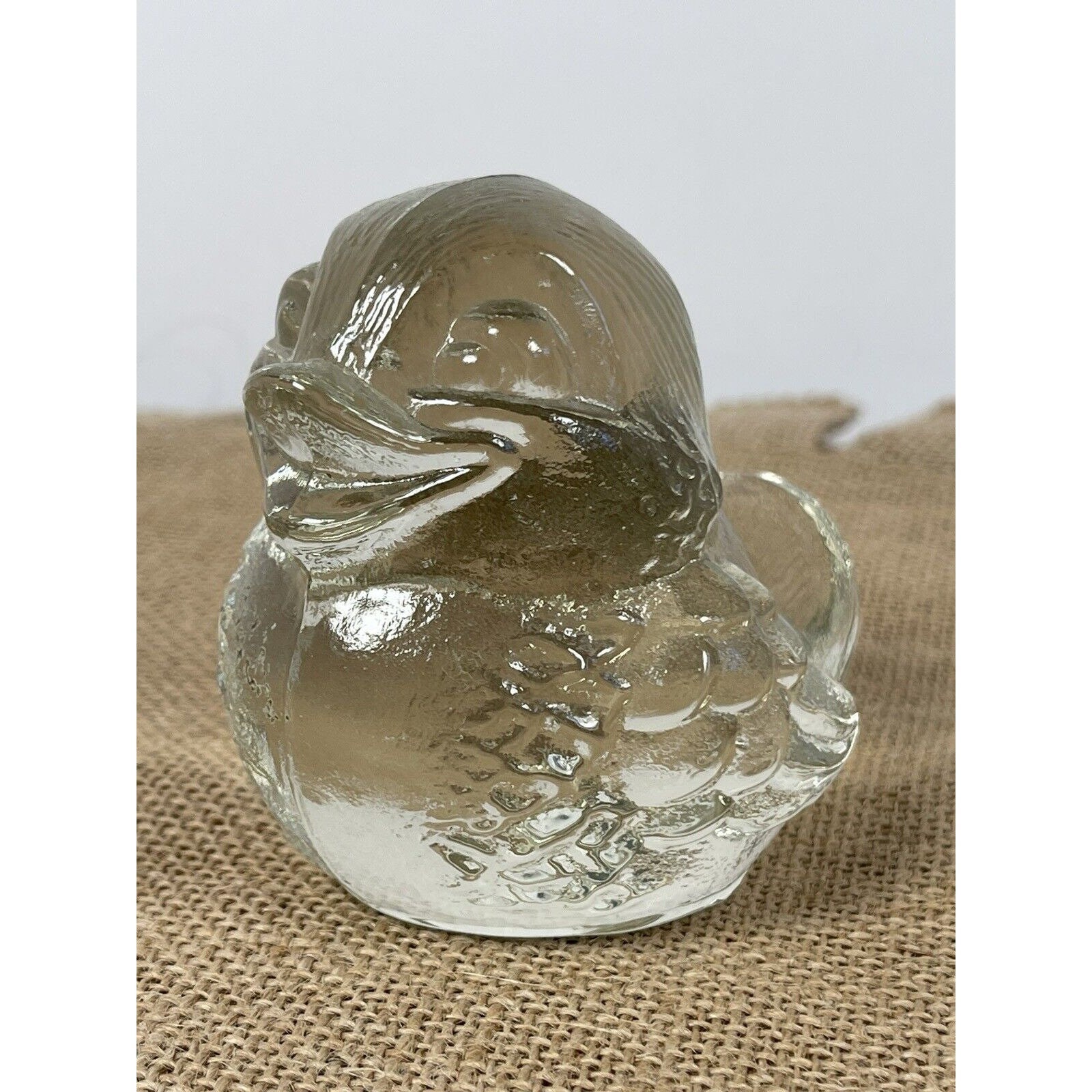 Vintage Goebel Clear Glass Heavy Bird Duck Paperweight Sculpture ...