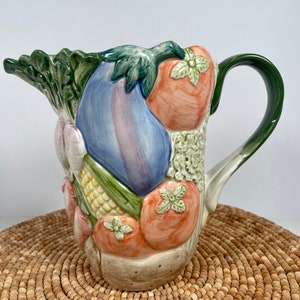 1986 Fitz and Floyd Vegetable Garden Relief Pitcher, Veggie Pitcher ...