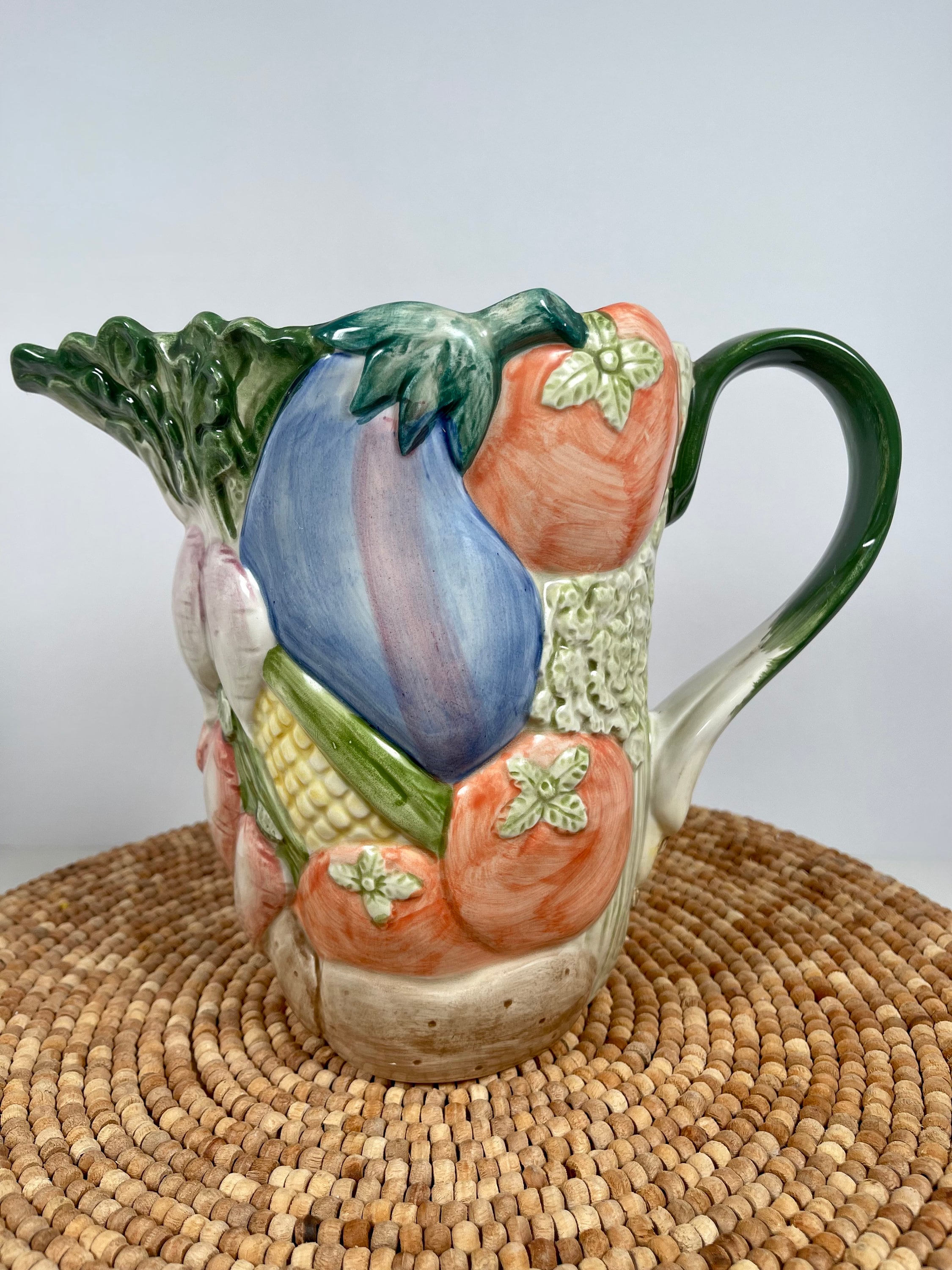 1986 Fitz and Floyd Vegetable Garden Relief Pitcher, Veggie Pitcher ...